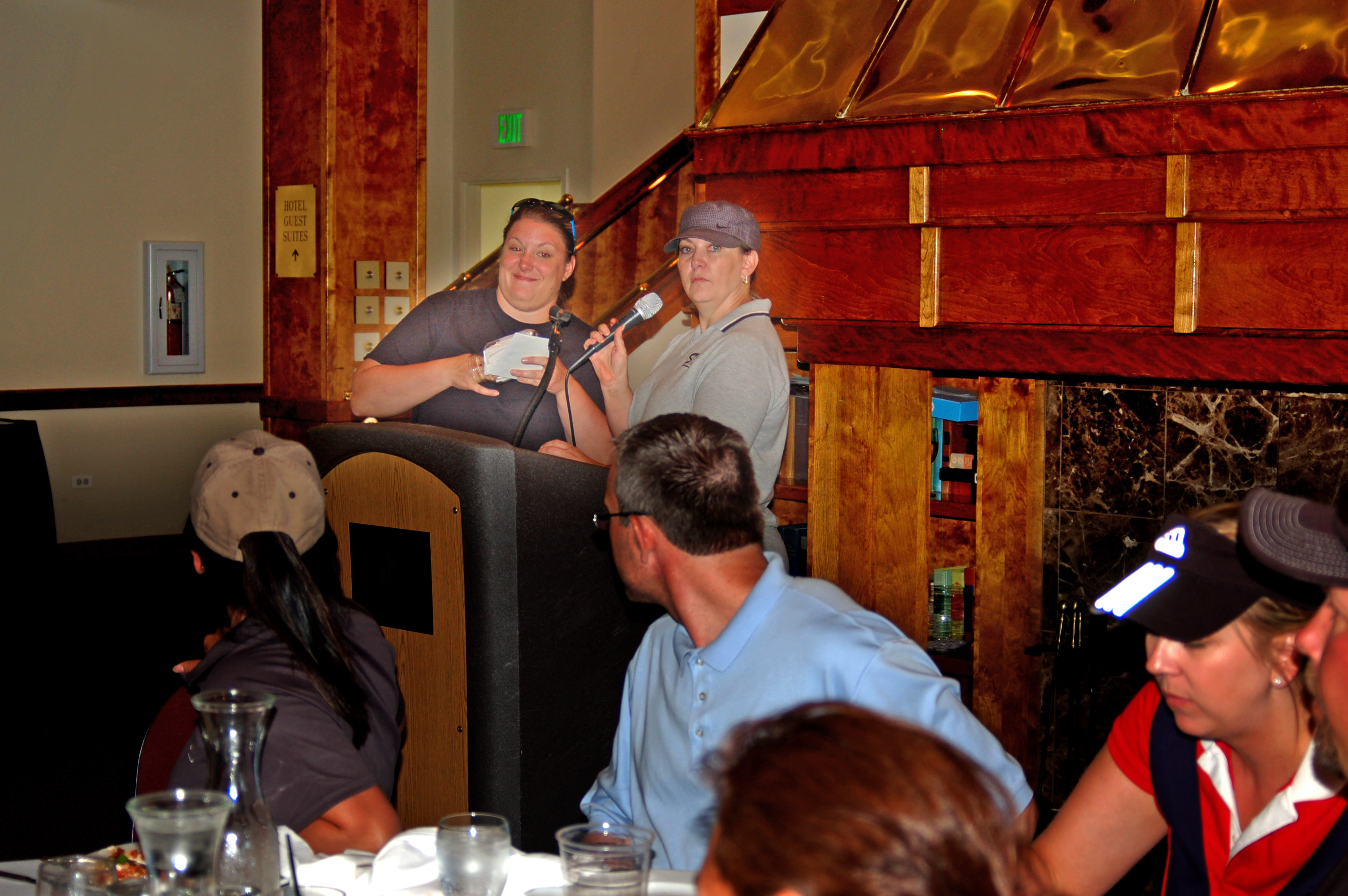 Amie Charlton and Jennifer Harding present awards, prizes