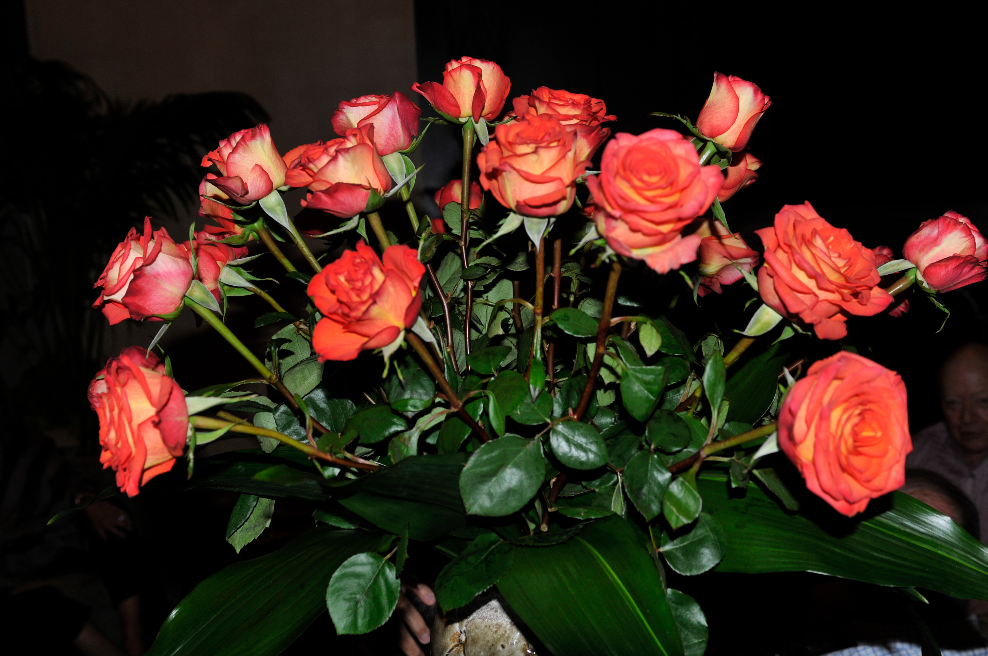 A beautiful rose arrangement also greeted everyone