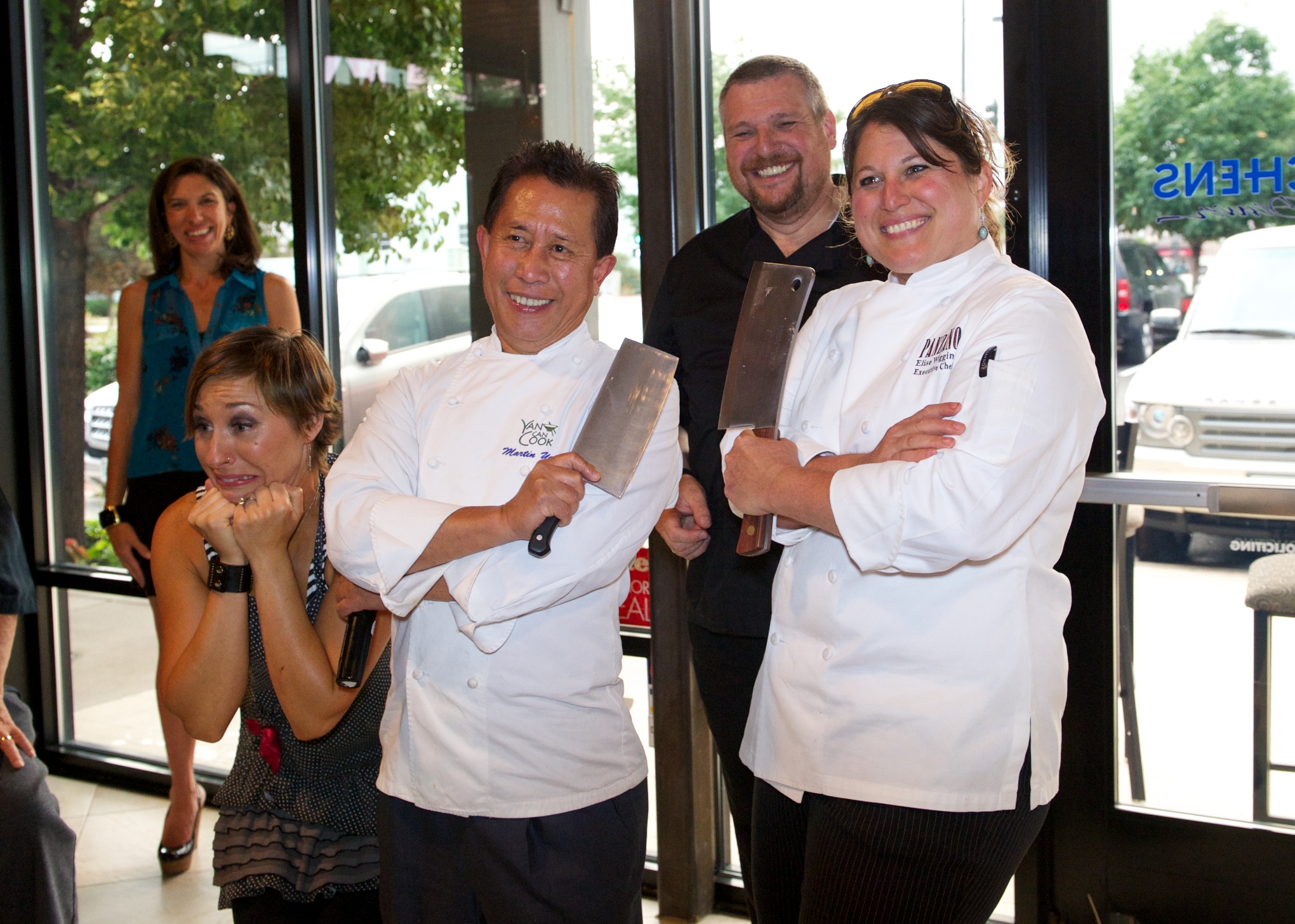 The chefs pose for the cameras