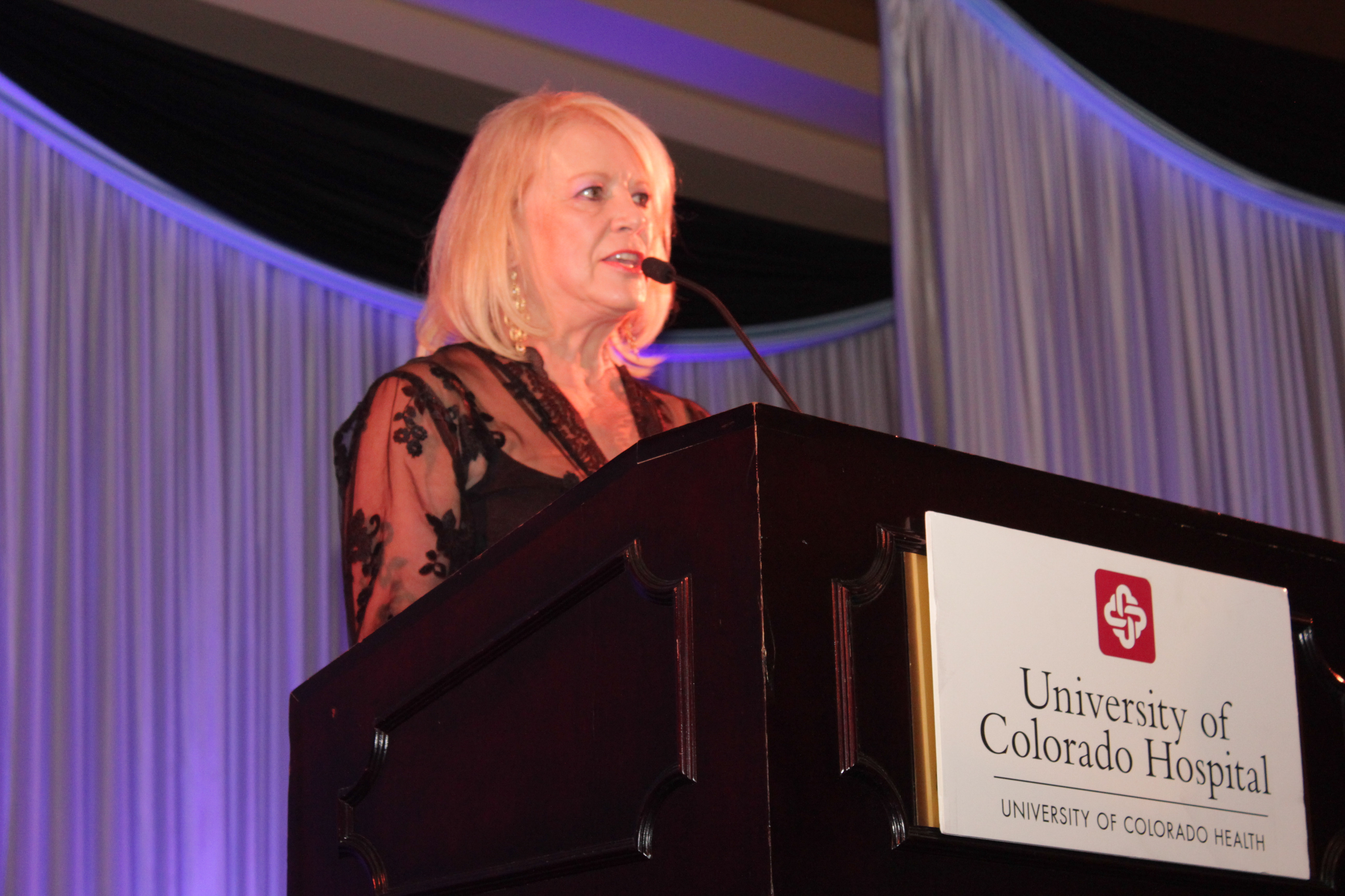 Sharon Magness Blake speaking to the crowd.