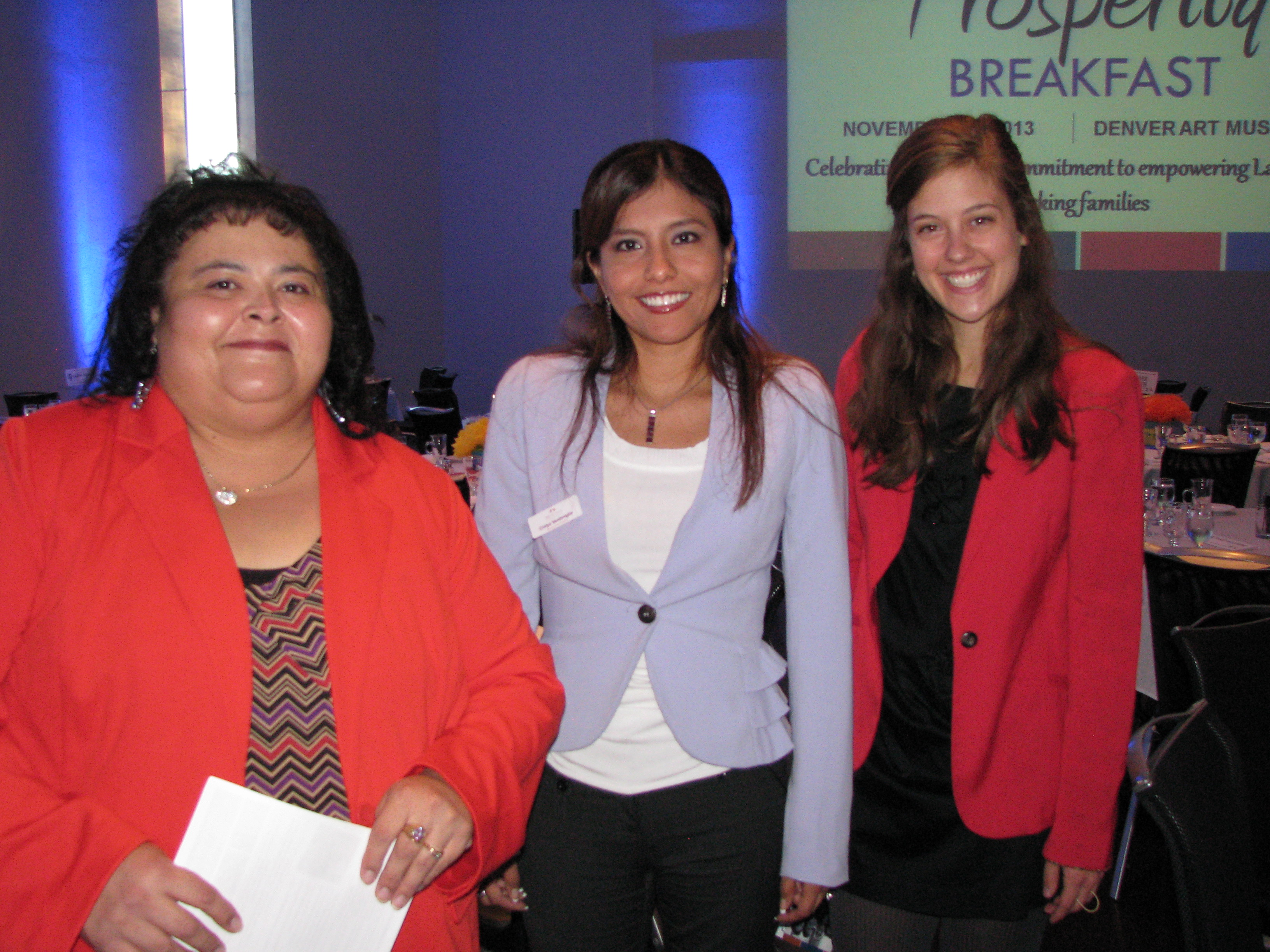 All smiles: Sonya Rodriguez, left, Cintya Ventimiglia and Amanda Steinken
