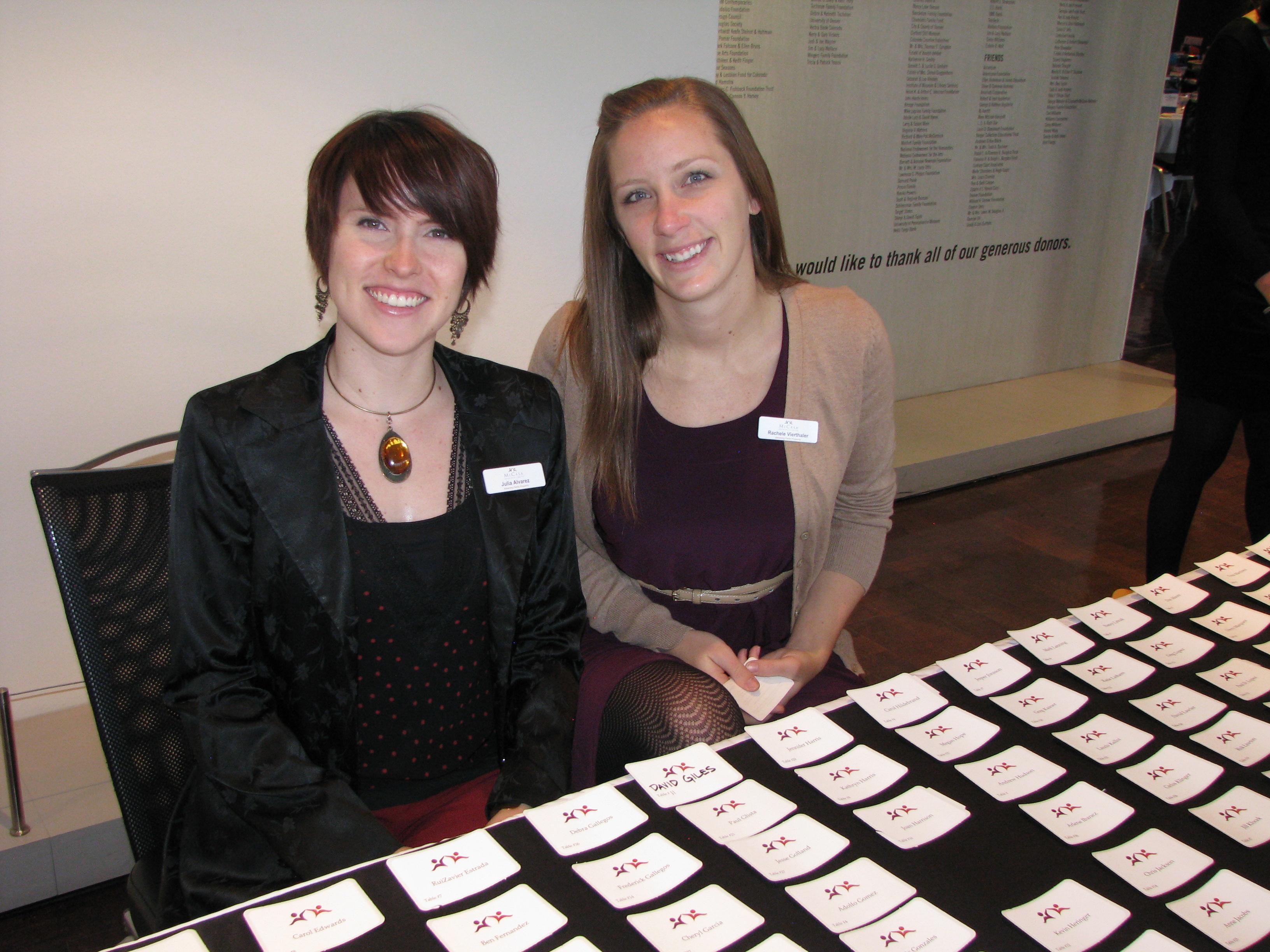 Gracious greeters: Julia Alvarez, left, and Rachele Vierthaler