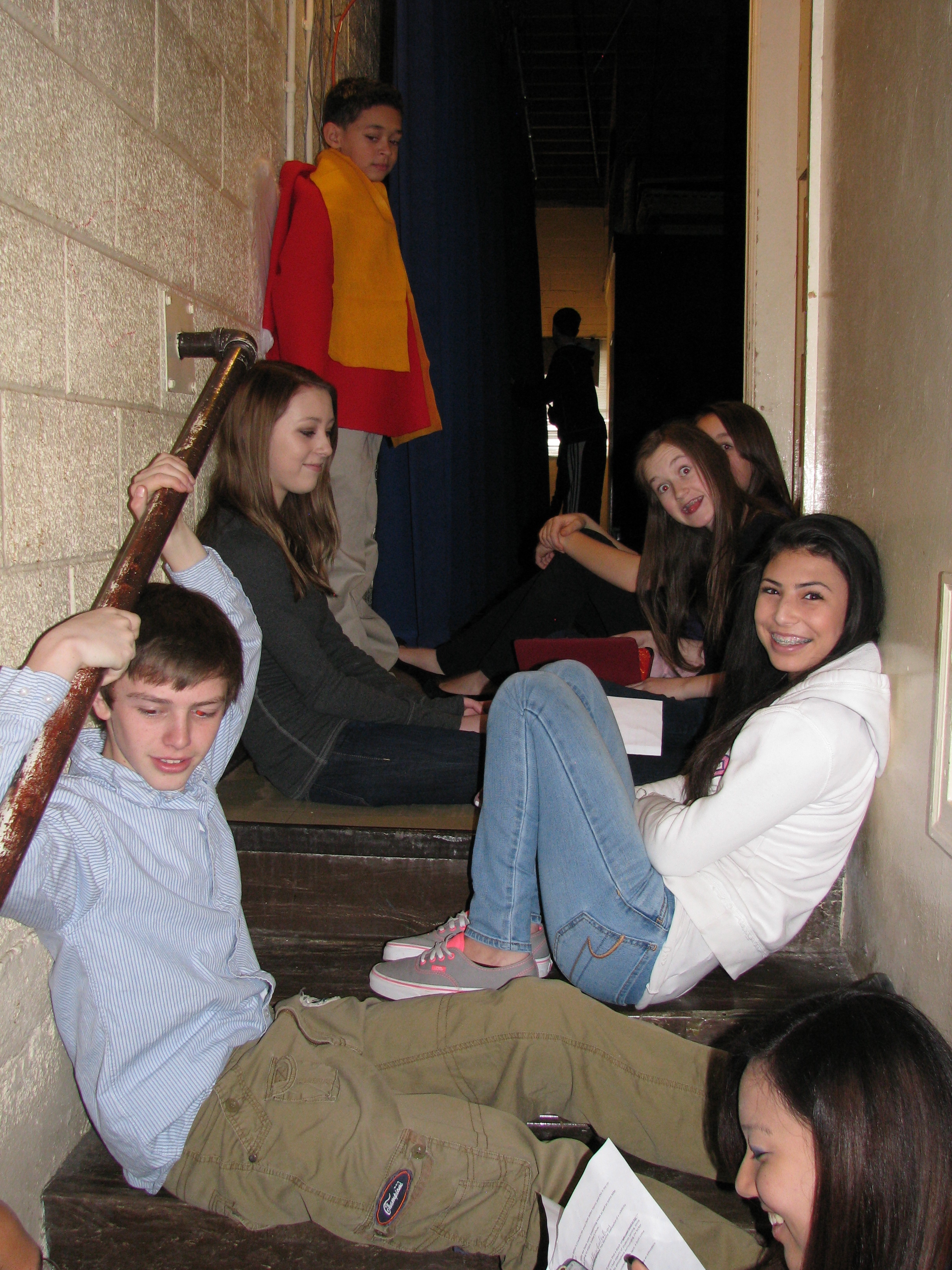 Students chill out before the curtain rises