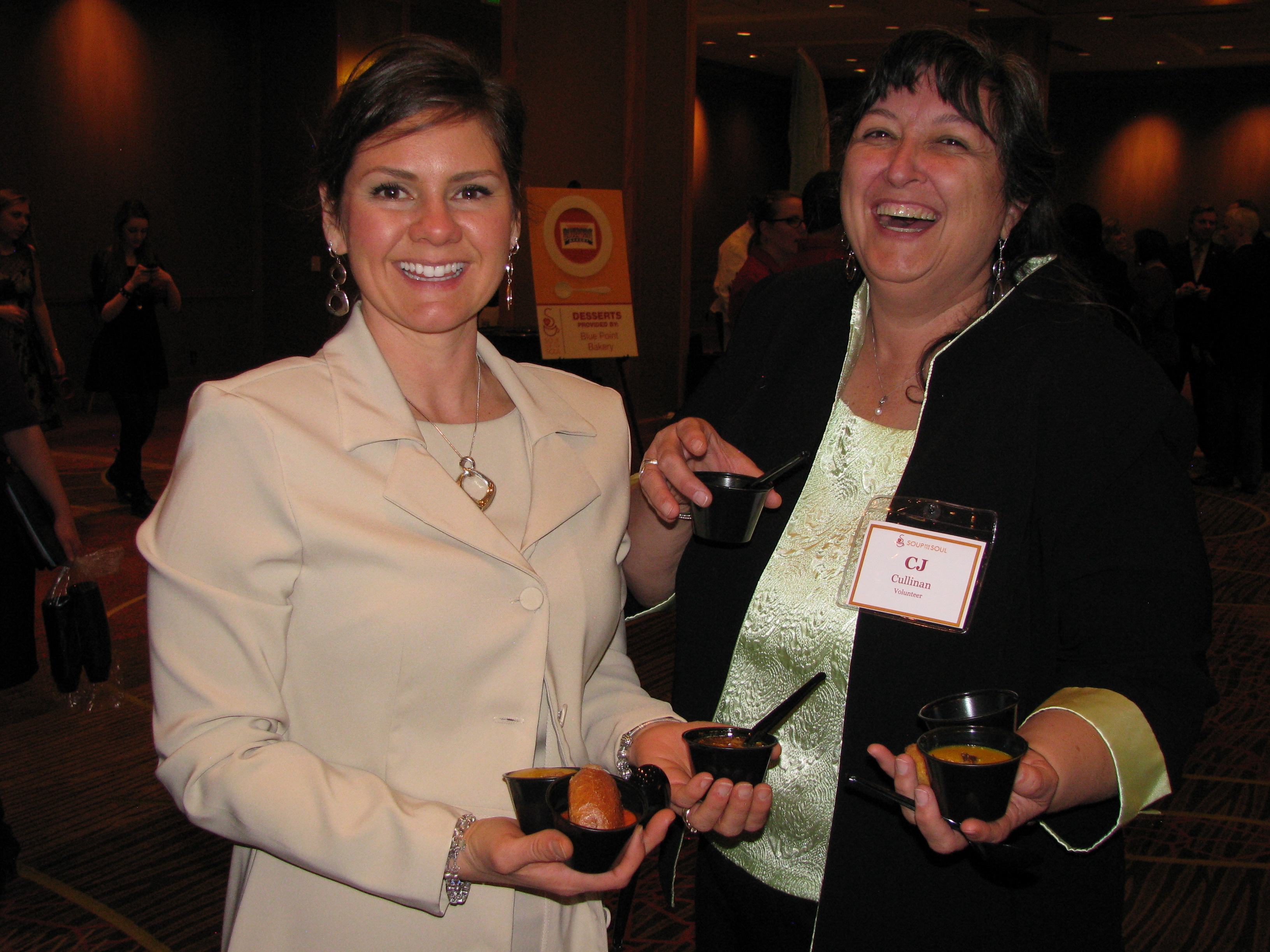 Sampling the delicious offerings: Mandy Yeates, left, and CJ Cullinan