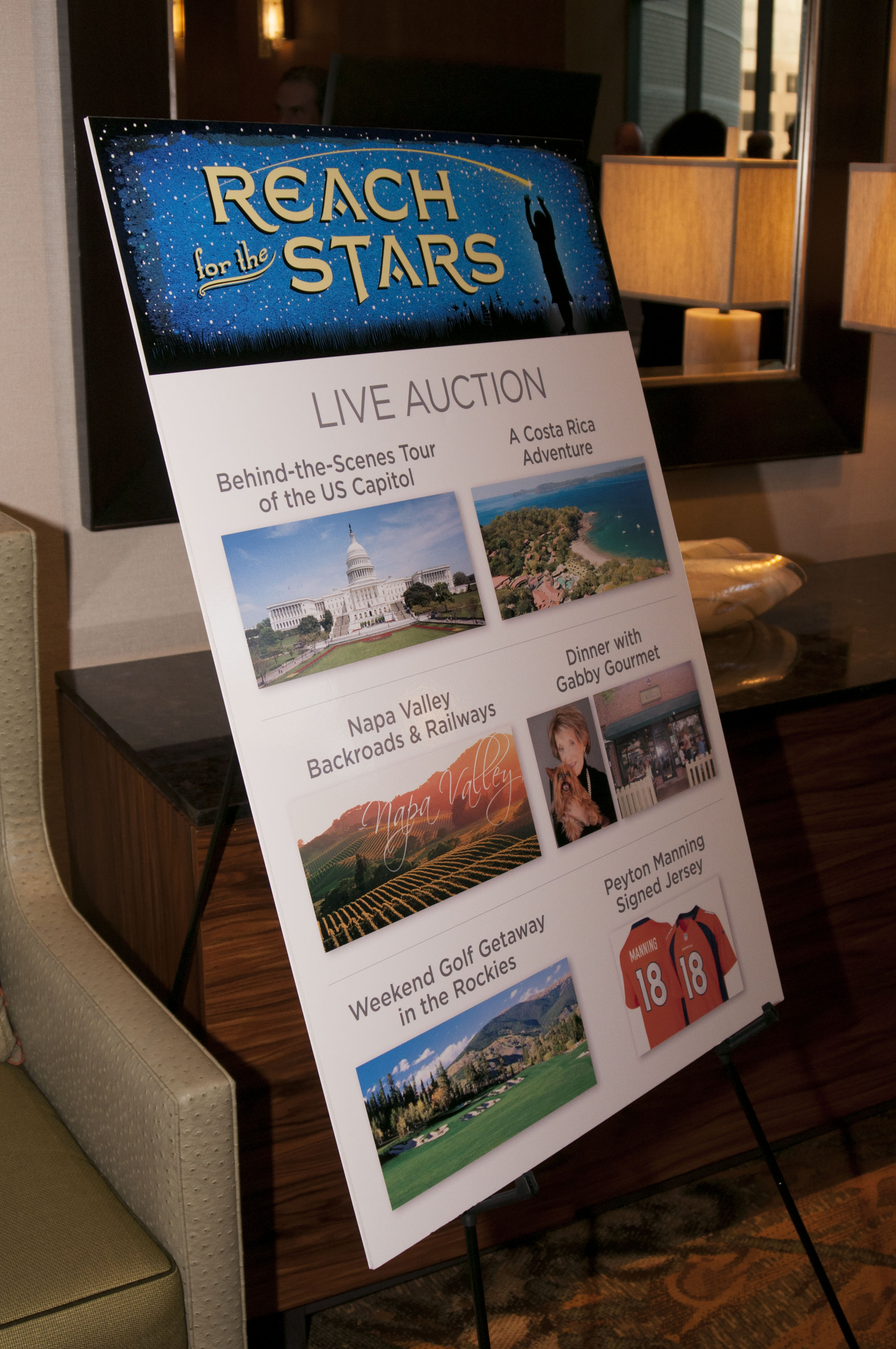 Live auction items featured exotic trips and sports memorabilia