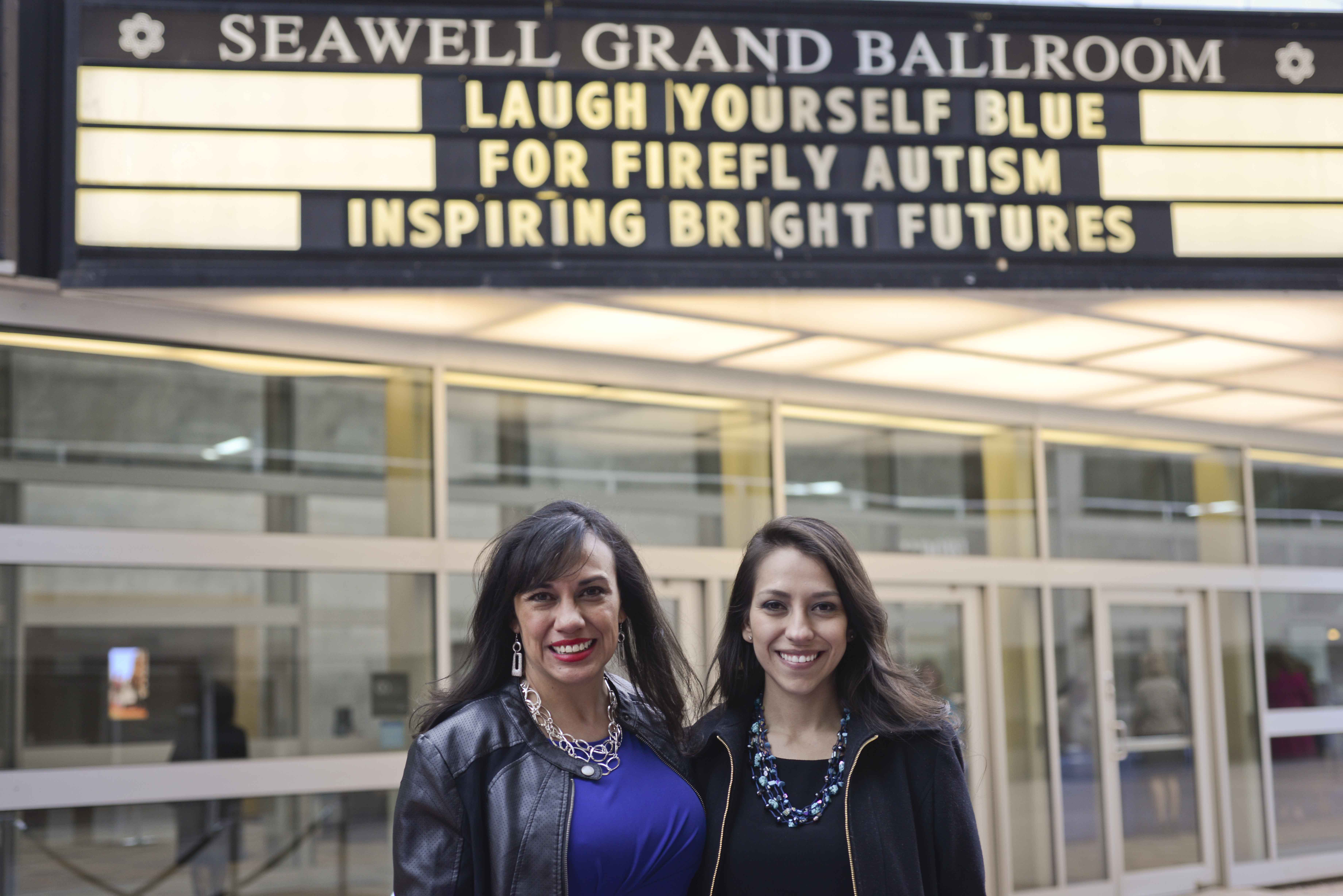 Monica Guardiola, left, and Rebeca Ontiveros arrive at the event