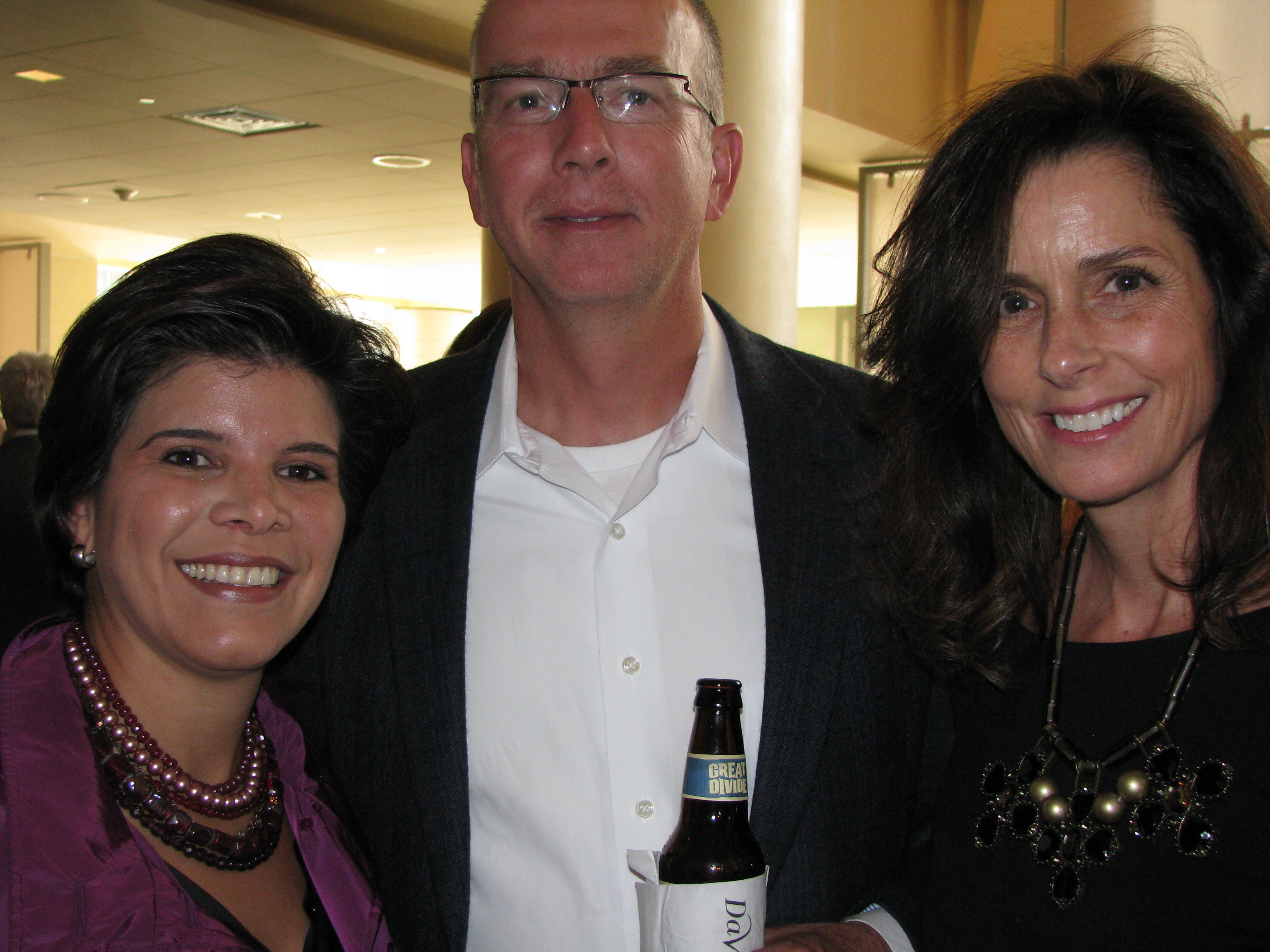 Veronica Figoli, left, is happy to see Ted Vial and Nancy Walsh