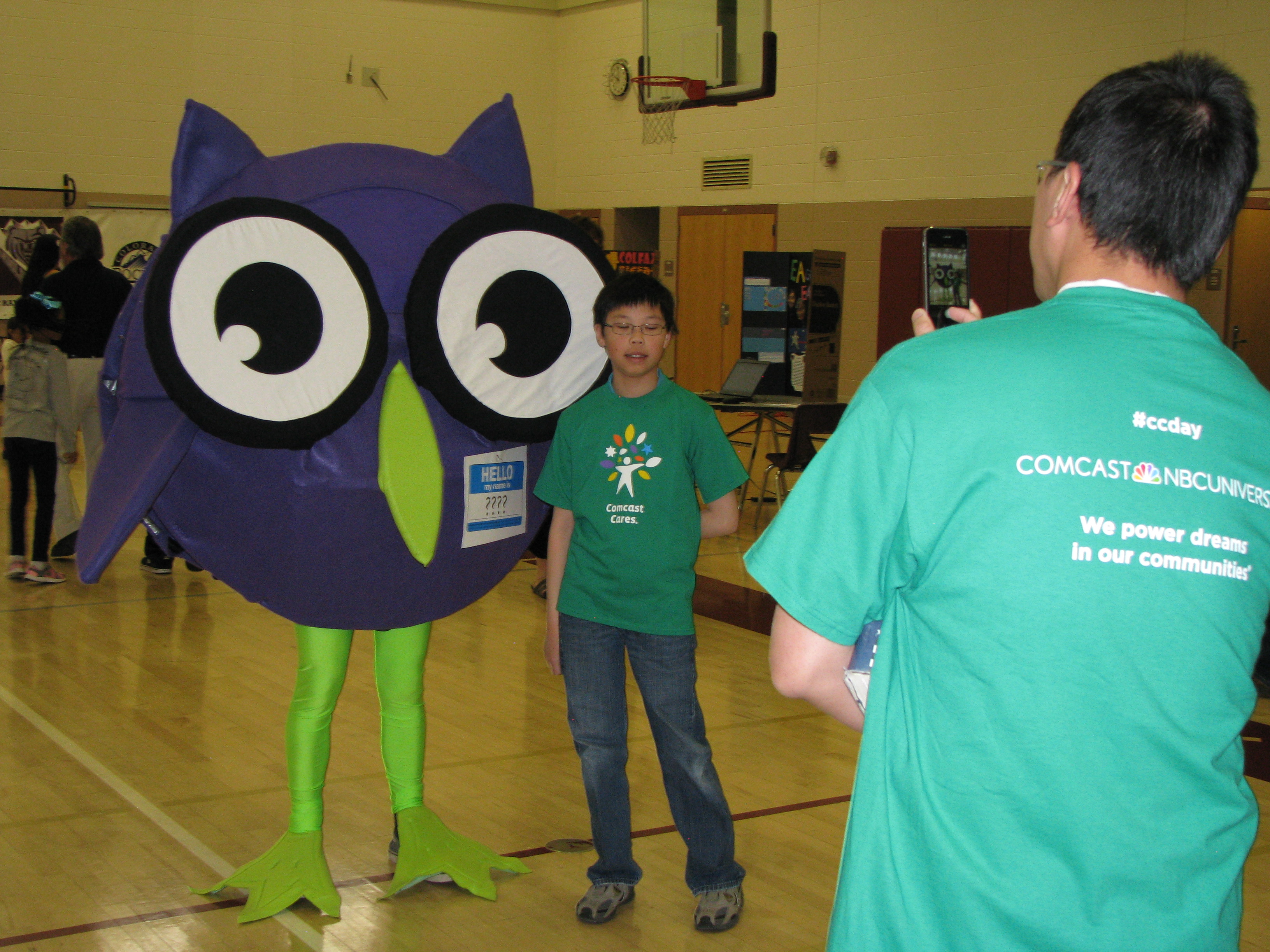 The OWL Owl mascot was a popular photo piece