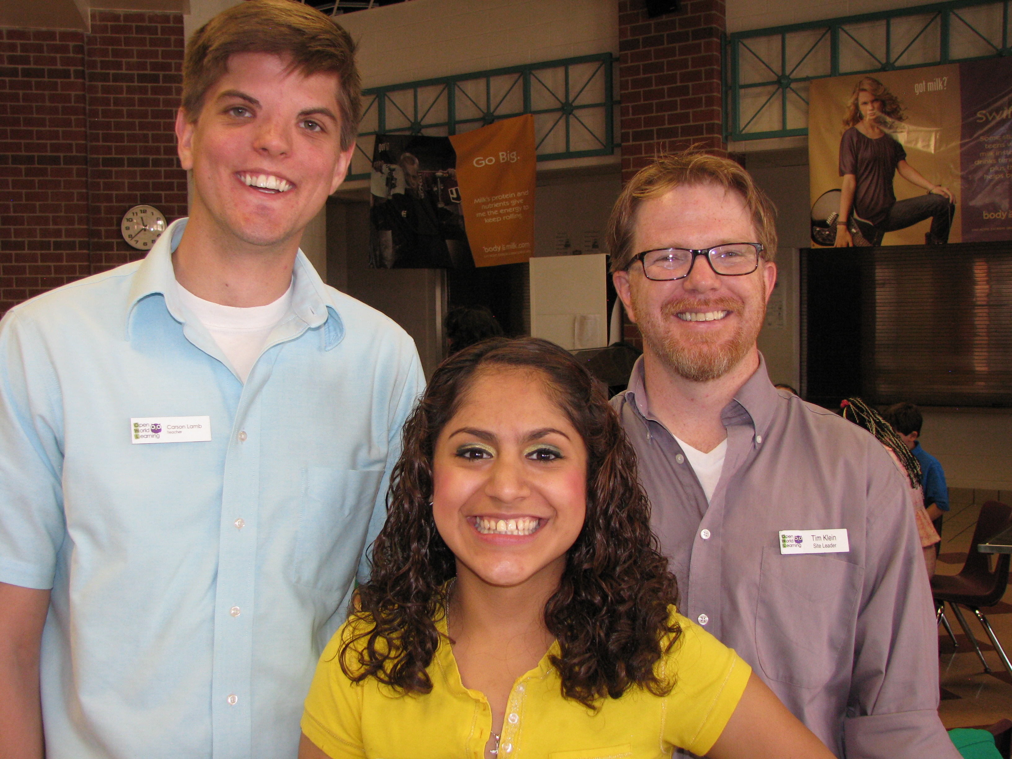 Carson Lamb, left, Maureen Padilla and Tim Klein smile big to celebrate ...