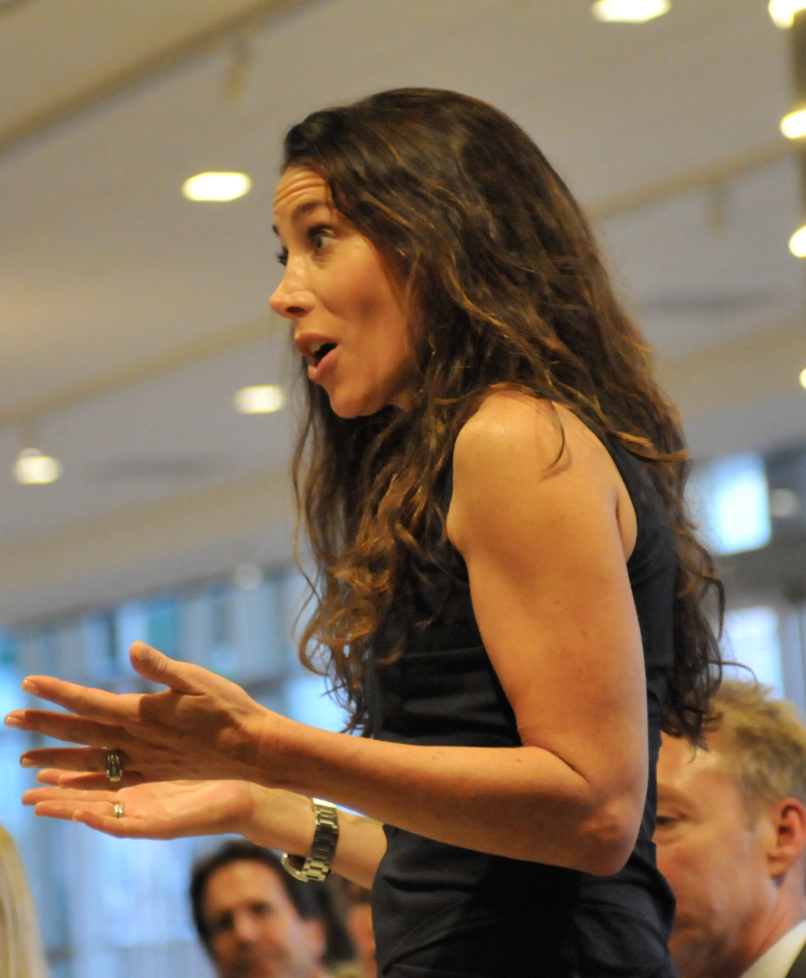 Amy Venturi asks a question of the panel