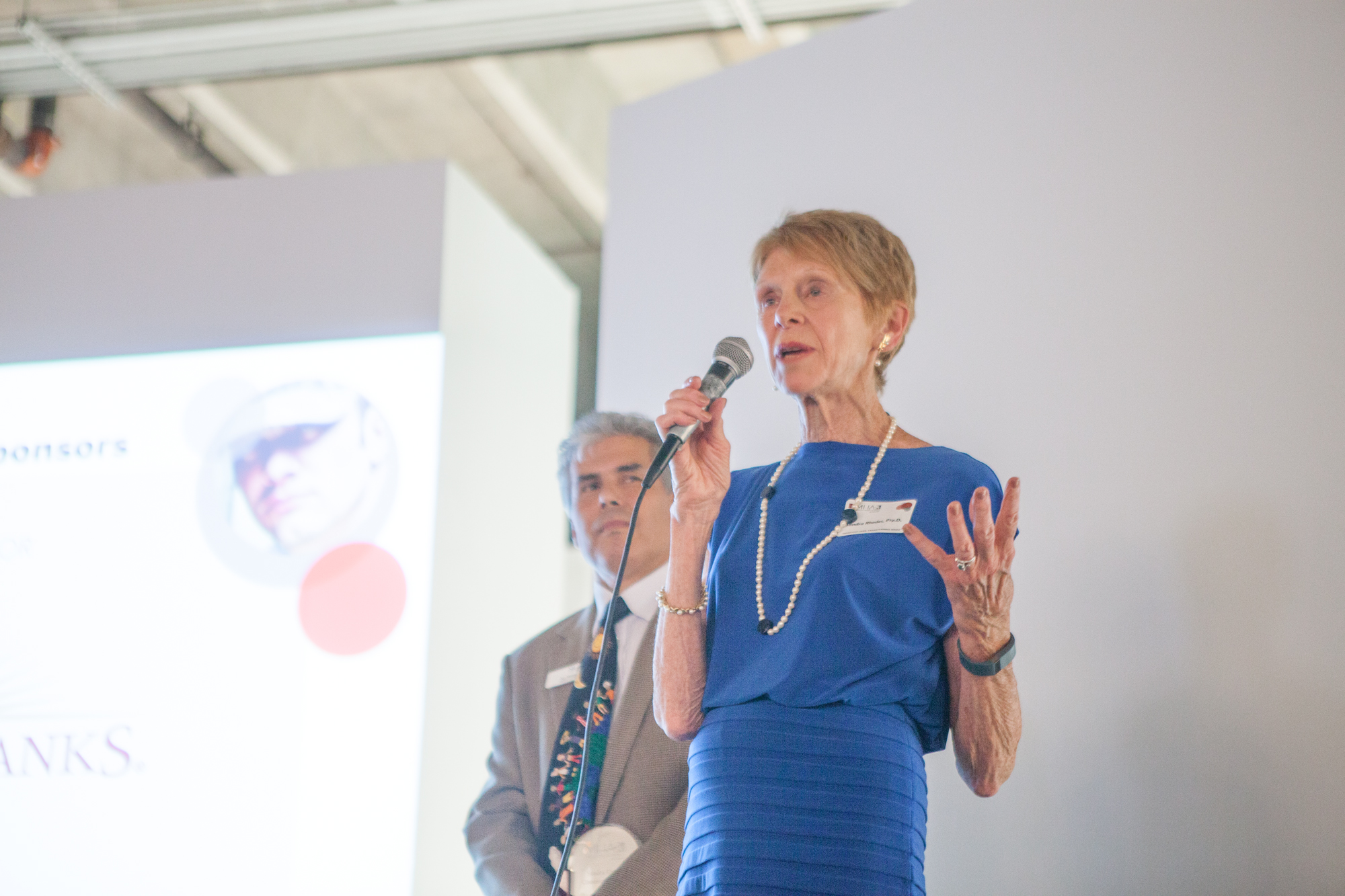 Sandra S. Rhodes, Psy.D speaks on stage after she received MHAC's ...