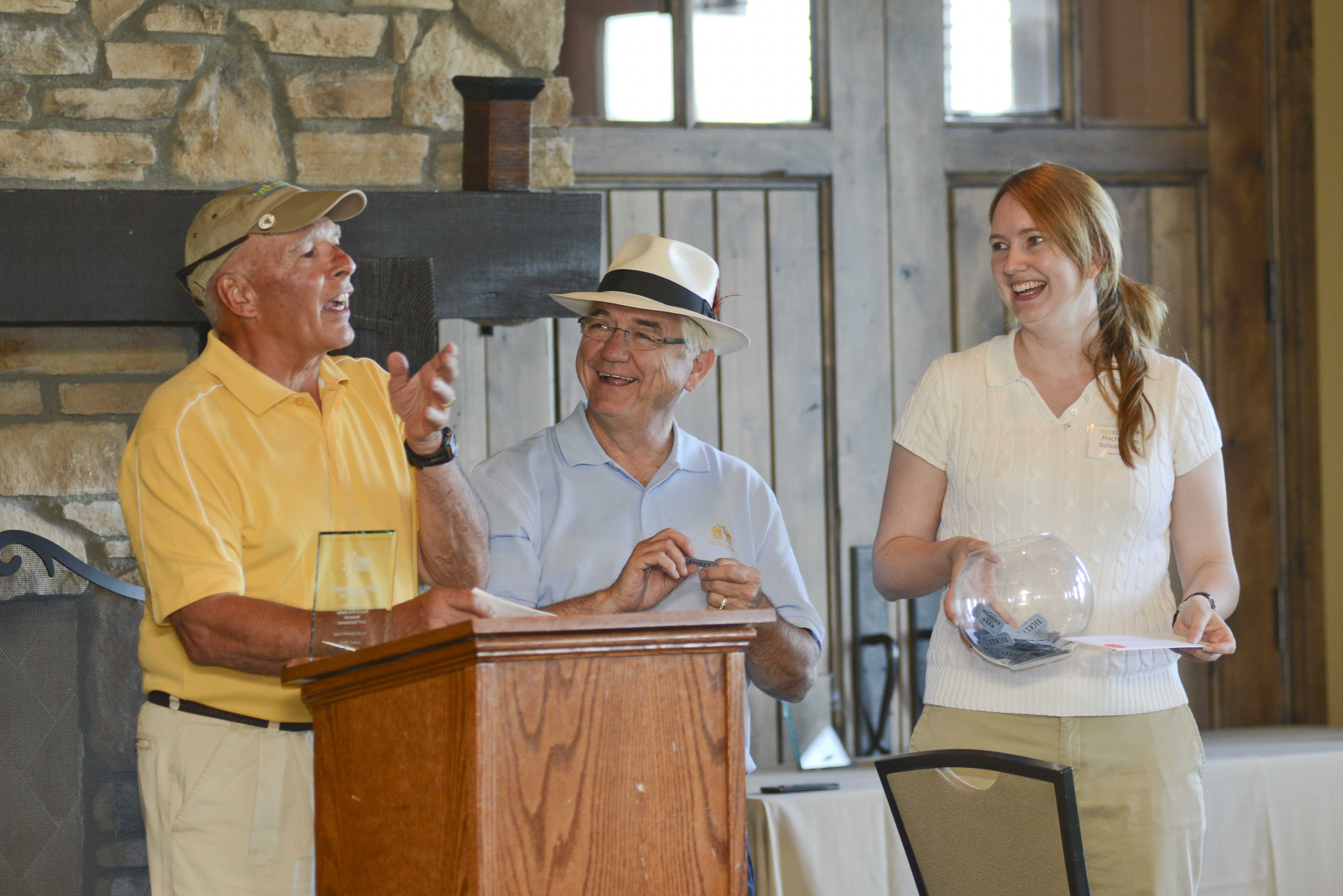 Tony Accetta, left, with Ernie McSpaden and Rachel Van Schooneveld
