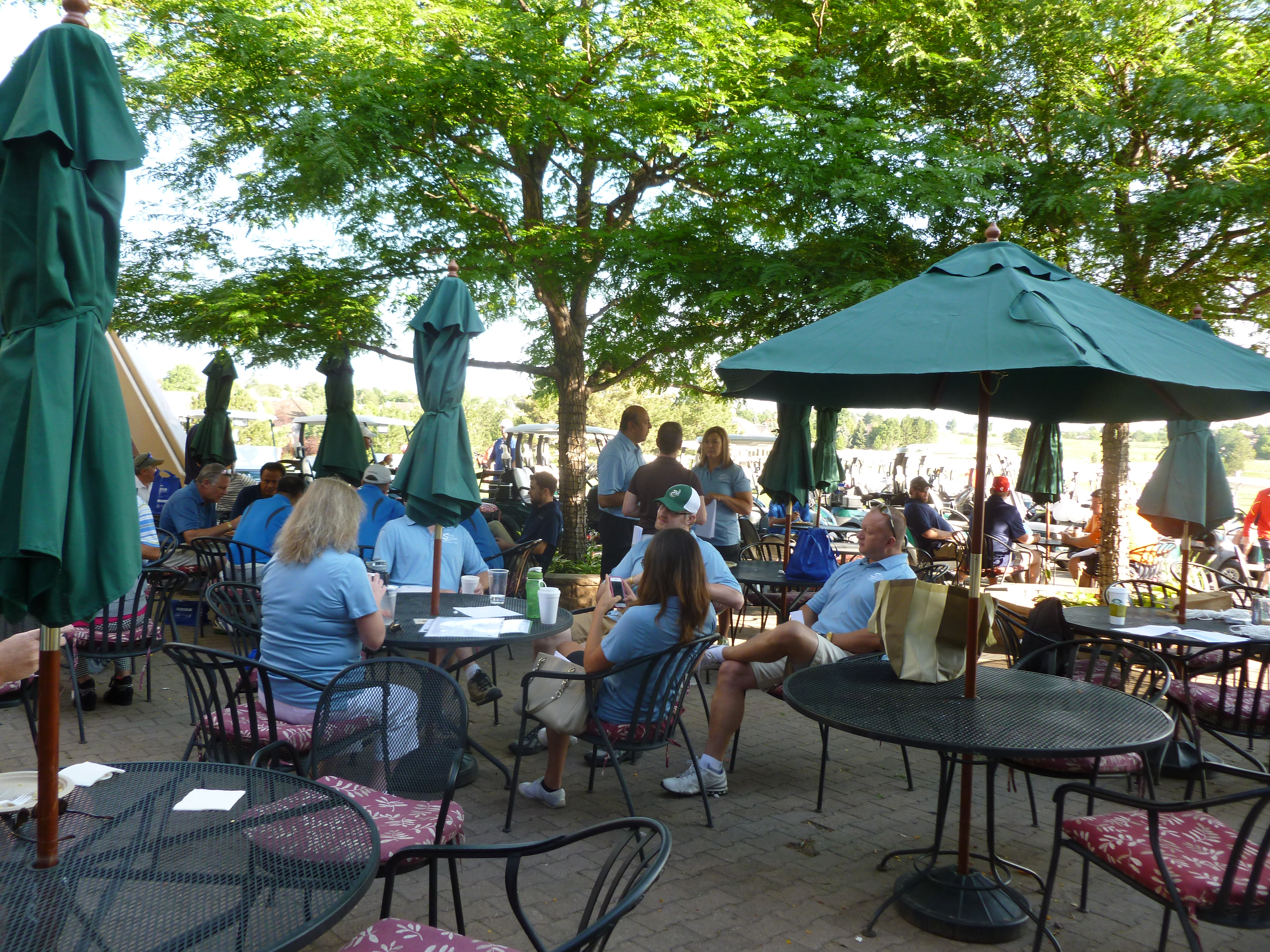Enjoying a relaxing pre-golf breakfast buffet on the patio