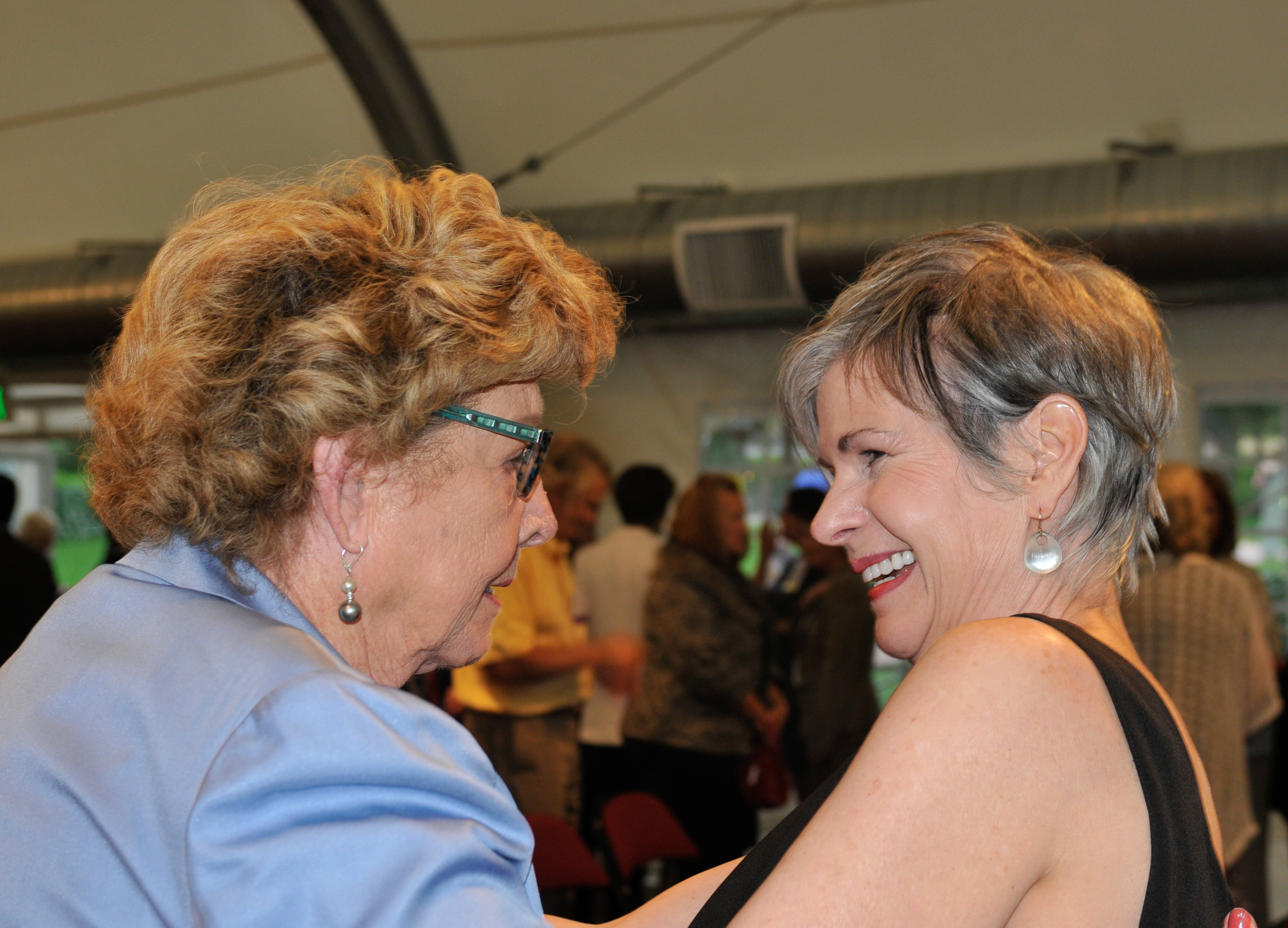 Barbara Yalich, left, congratulates Trudy Strewler Hodges