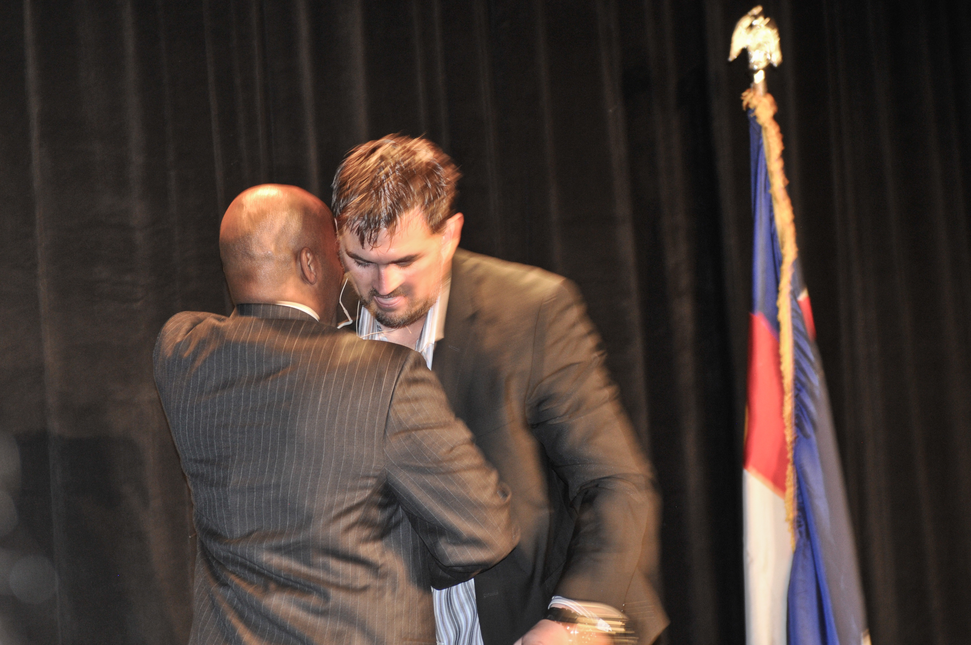 Mayor Michael Hancock presents Marcus Luttrell with a rare challenge ...