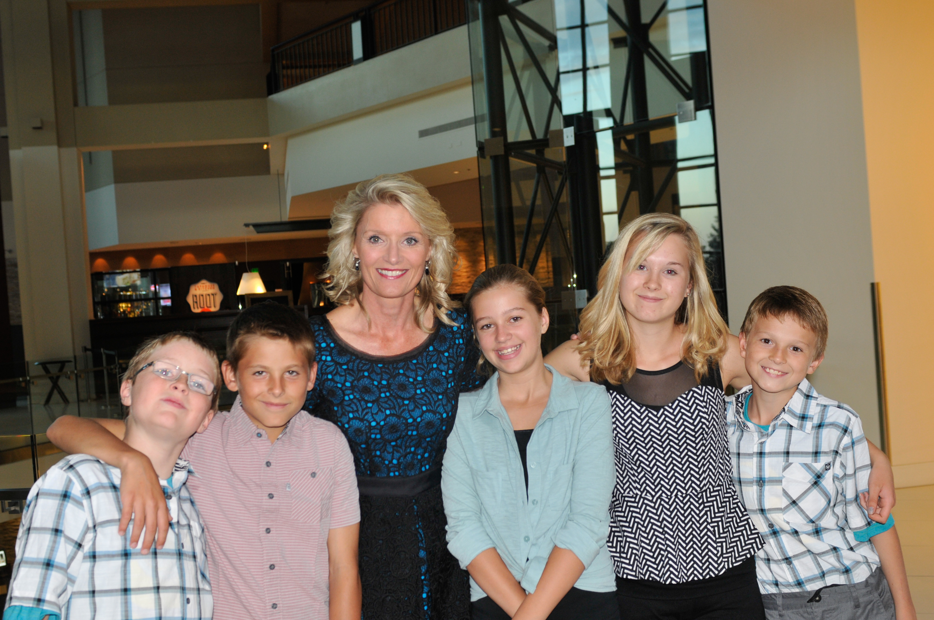 Kids Frankie, left, Matthew, Maddie, Cailey and Andrew with board ...