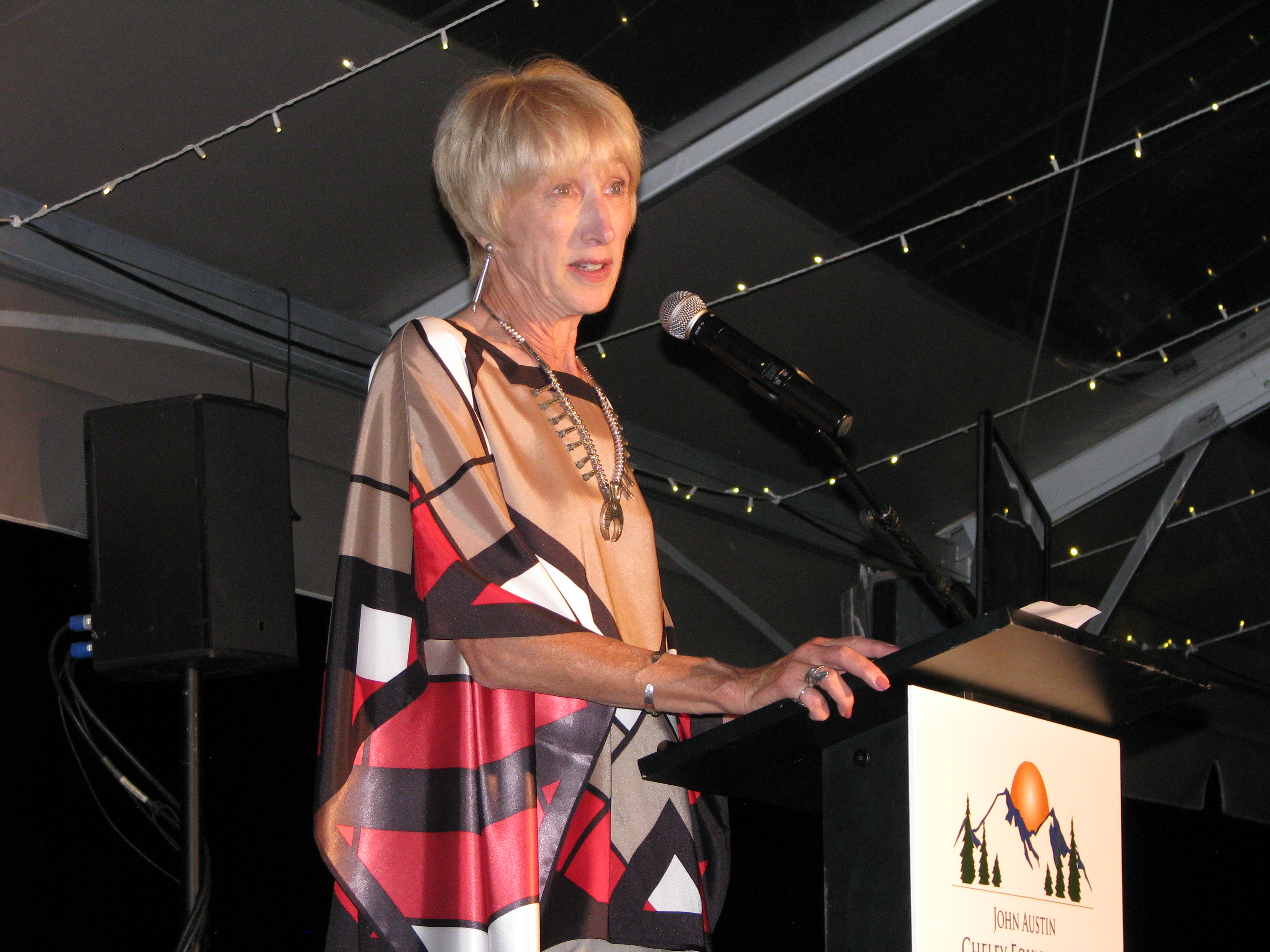 Carol Watt presents the first award of the night