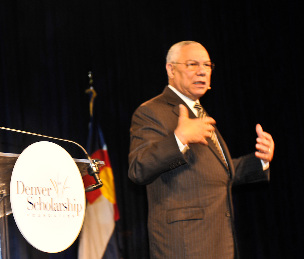 Gen Colin Powell makes a point
