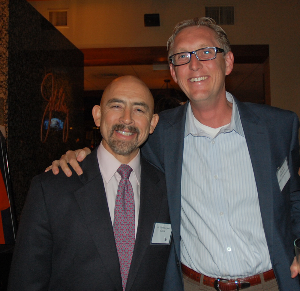 Lt Governor Joe Garcia, left, and Jamie Van Leeuwen