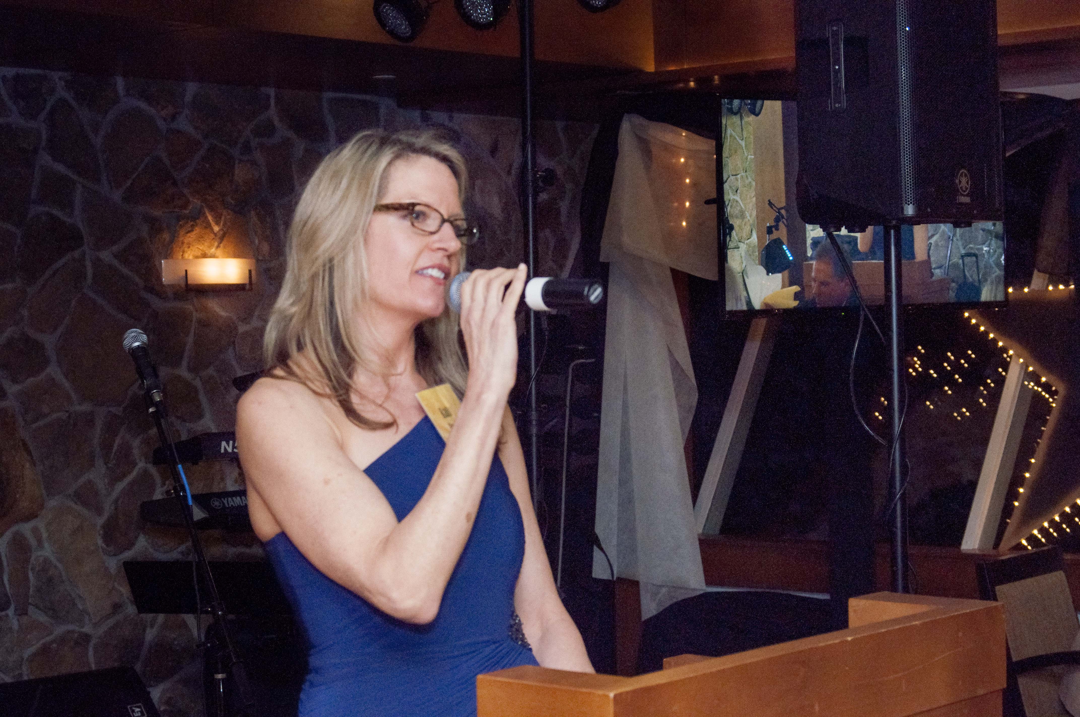 Kathy Engel welcomes guests to "Red Carpet Spectacular"