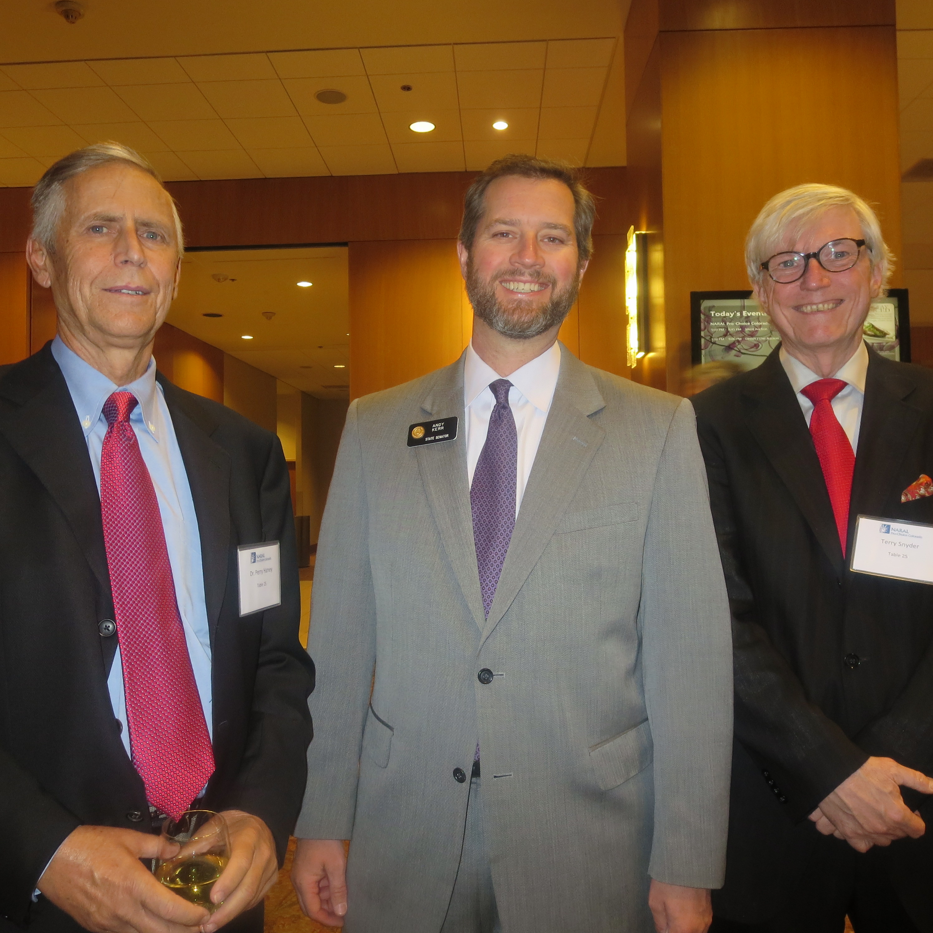 L to R: Dr. Perry Haney, Senator Andy Kerr, Terry Snyder
