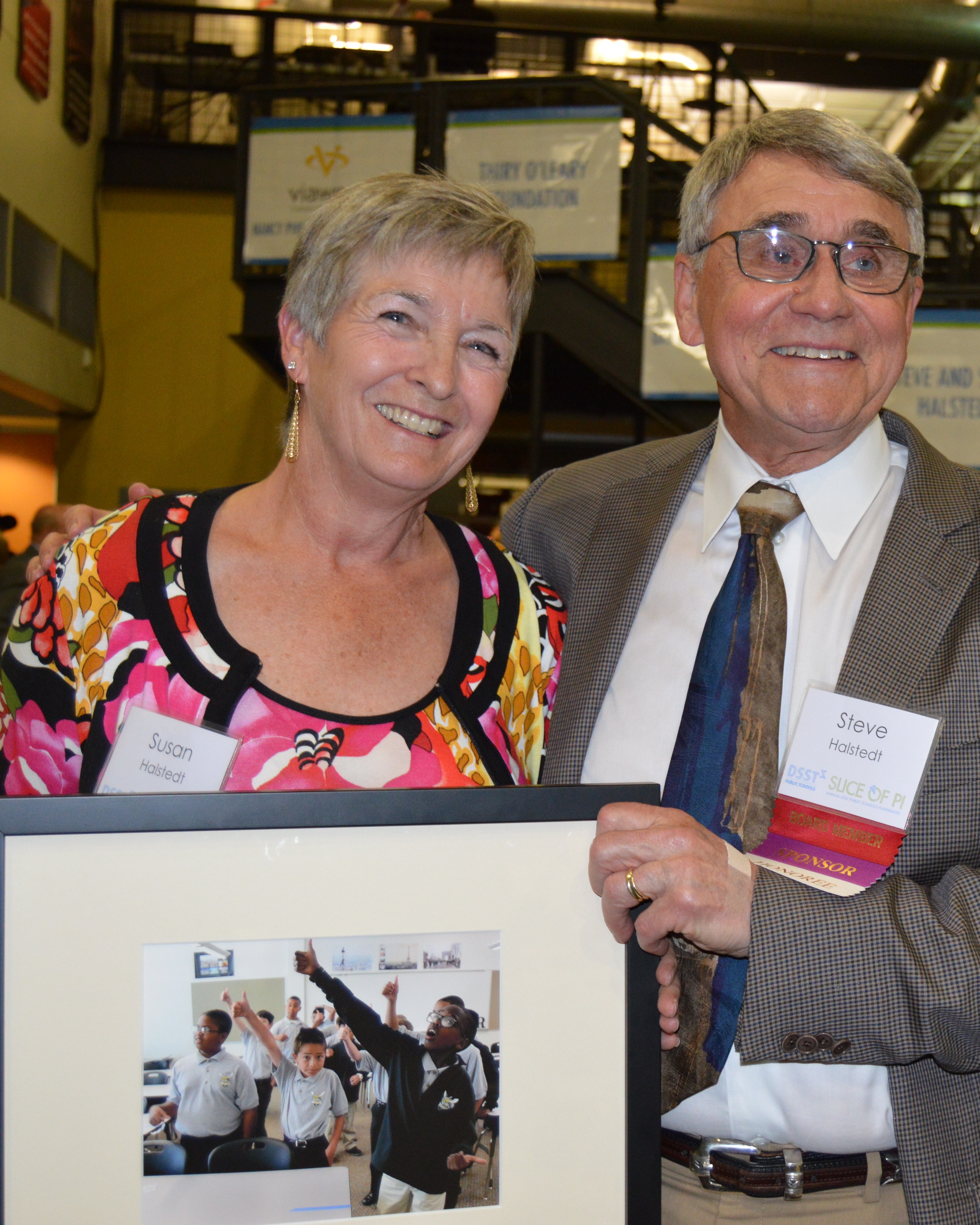 Susan and Steve Halstedt with their award plaque.