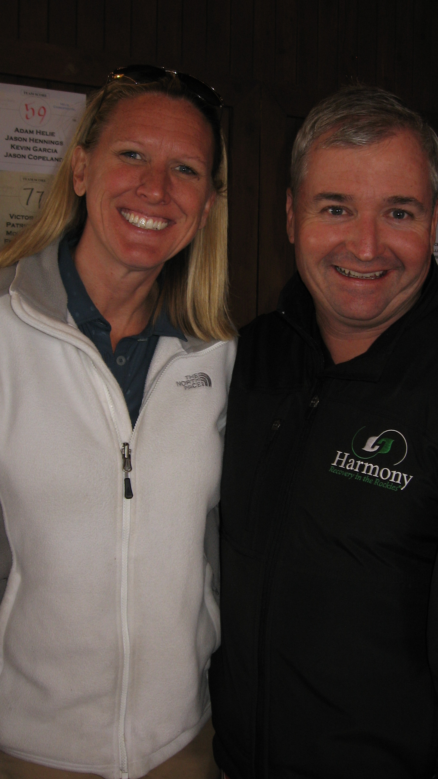 Niki congratulates Duke on winning closest to the pin.