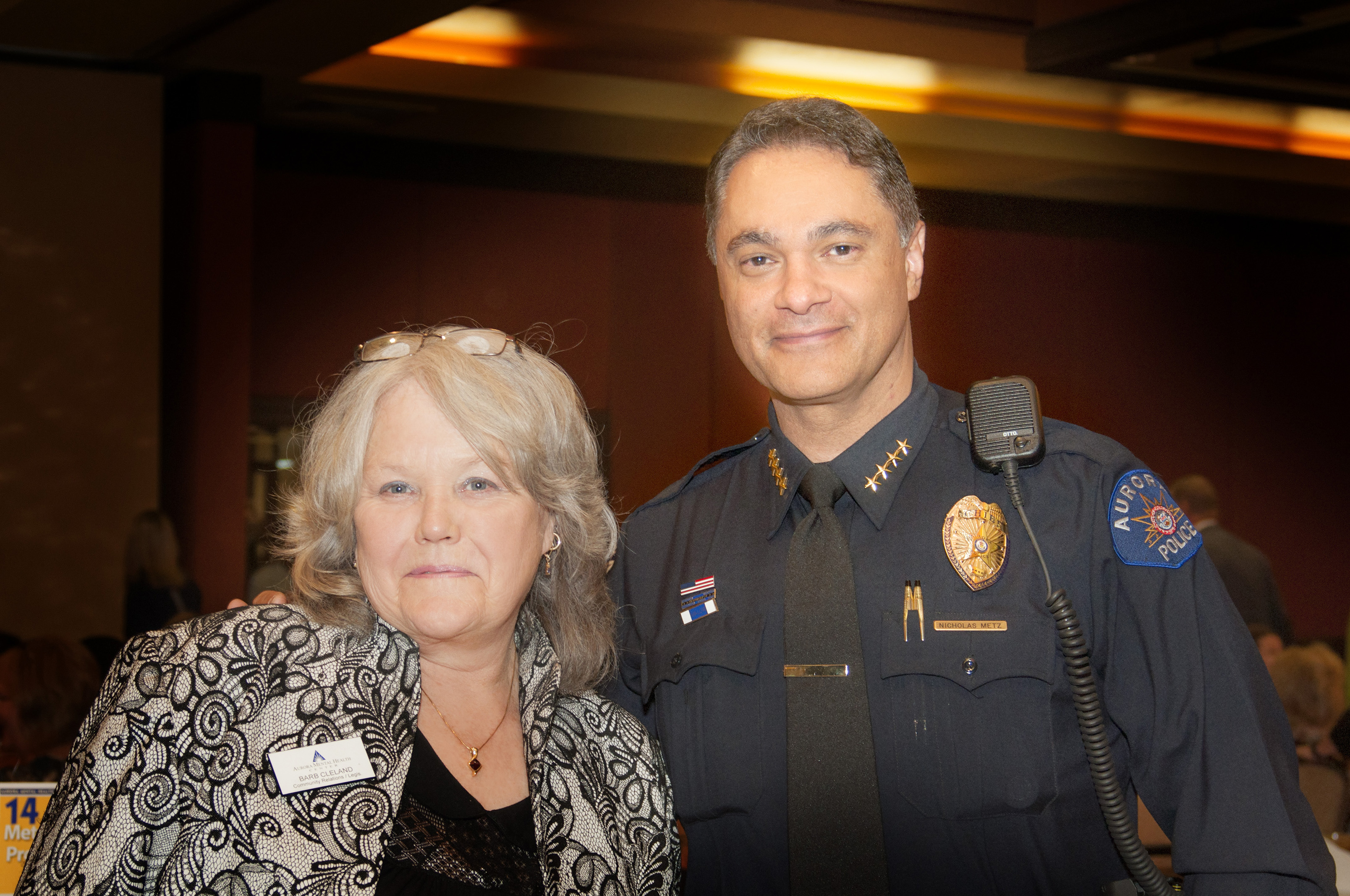Arapahoe Commissioner Barbara Cleland, Aurora Police Chief Nick Metz