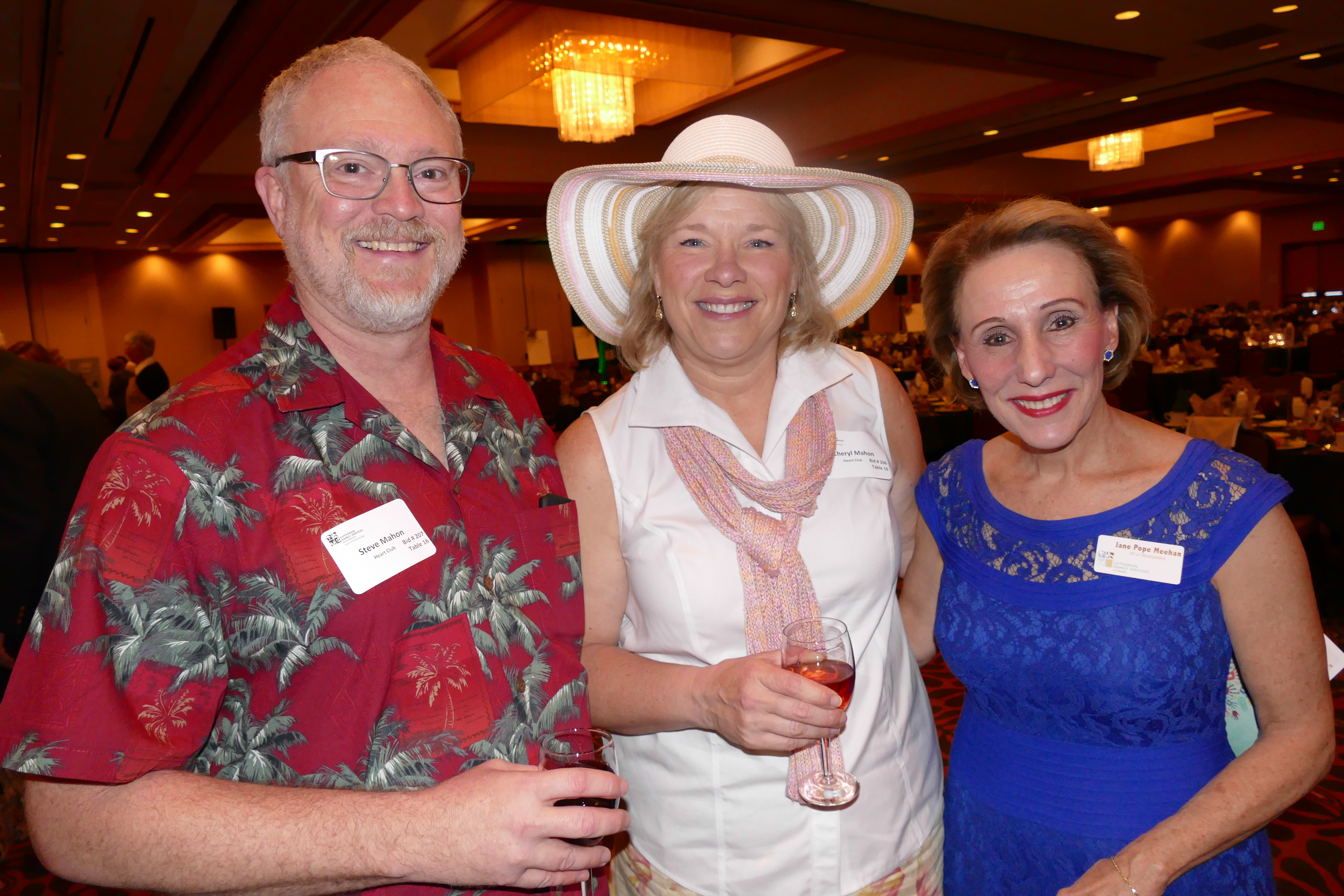 Steve and Cheryl Mahon (committee), left, with LFS's Jane Pope Meehan