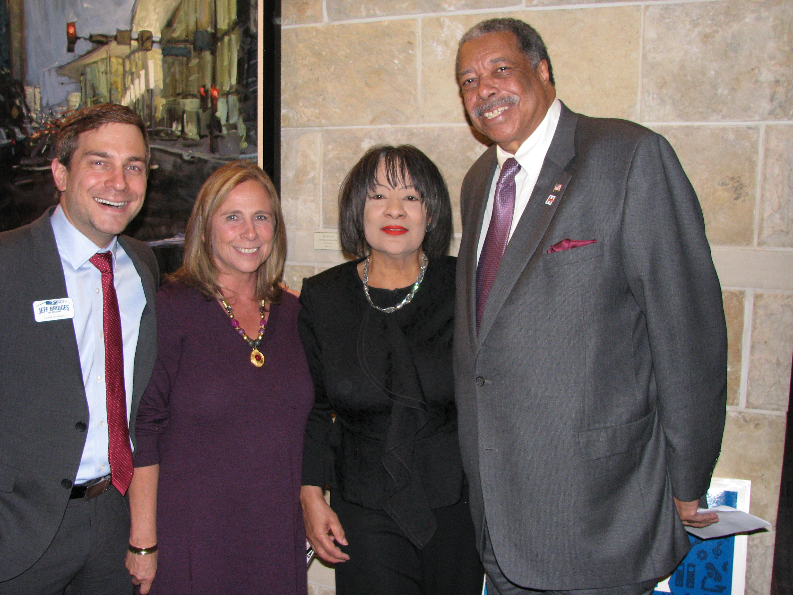 It's a fun evening for Jeff and Barbara Bridges, left, and Wilma and ...