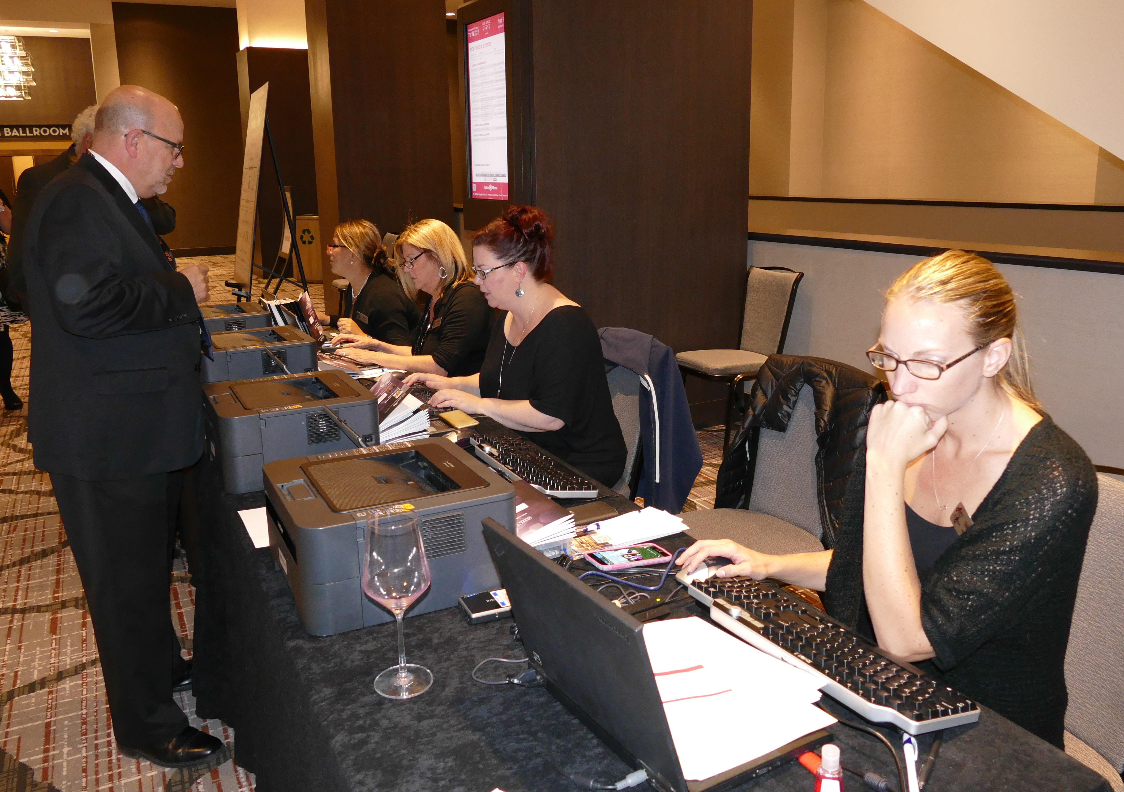 Volunteers helped at the check-in table
