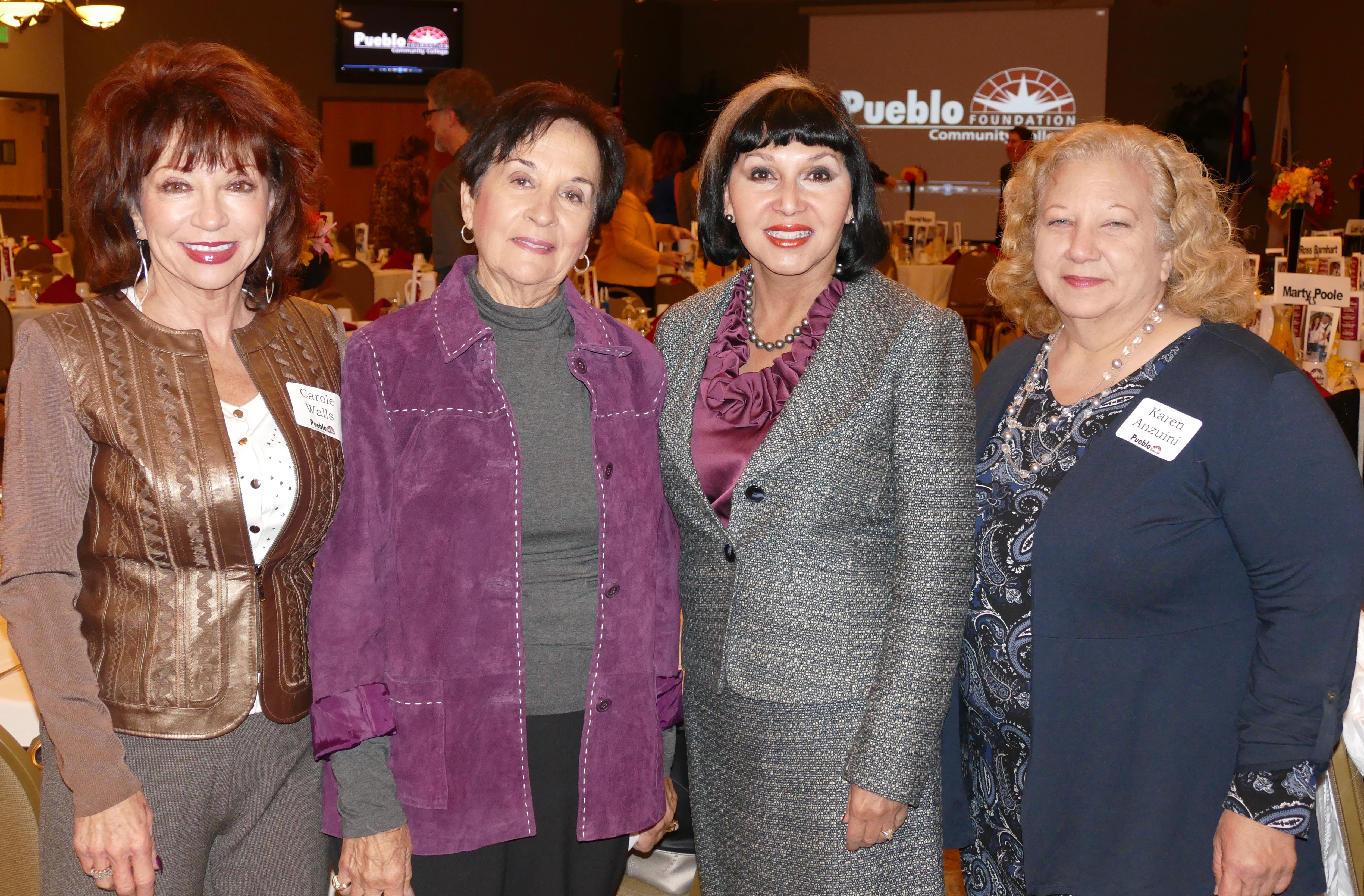 Carole Walls, left, Barbara Fortino (board), Ida Anzuini and Karen Anzuini