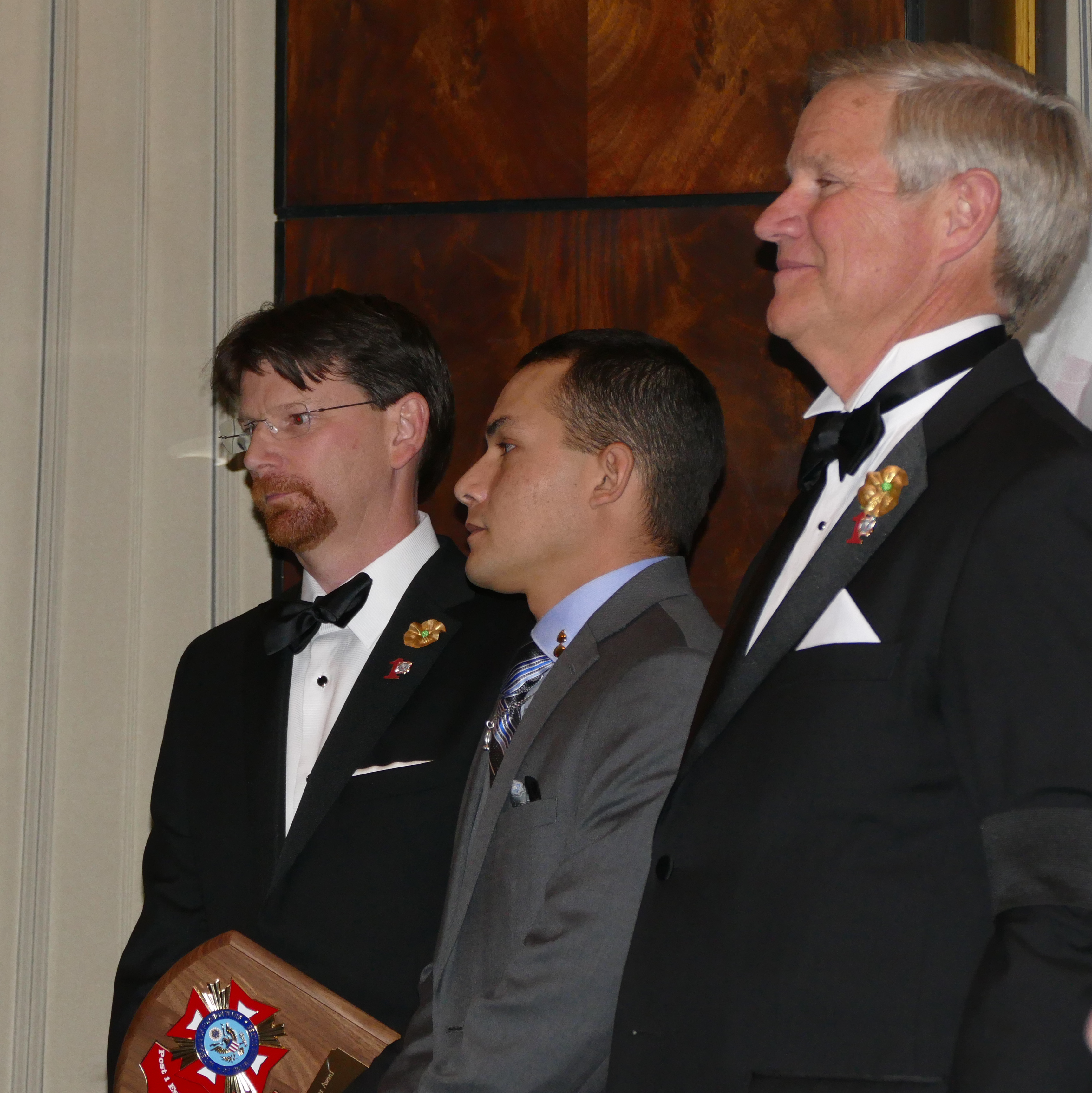 Michael Mitchel, left, Freddie Sprankel and Dave Gruber listen to stage ...