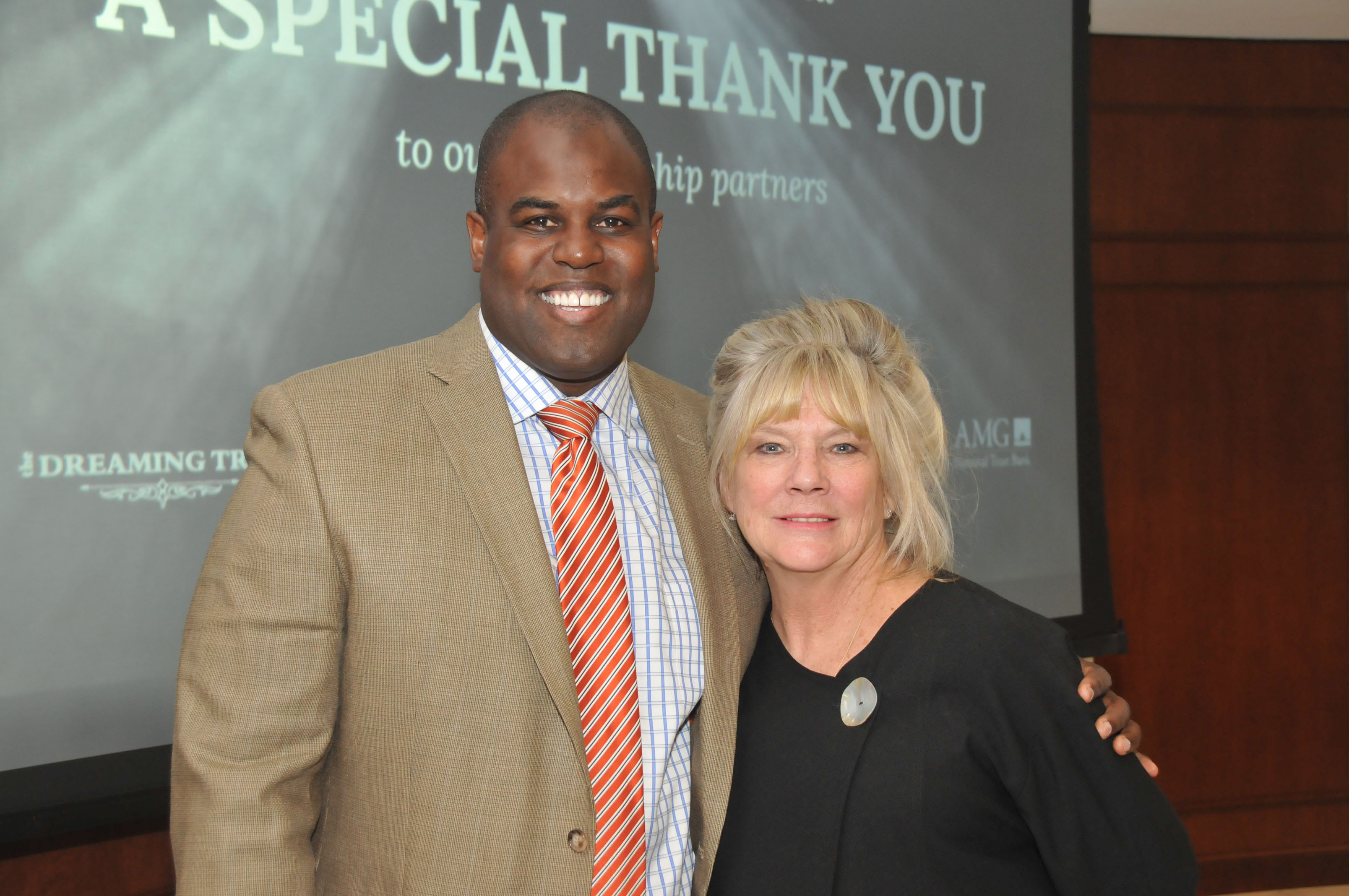 Emcee Reggie Rivers with A3 Director Barbara Boyer