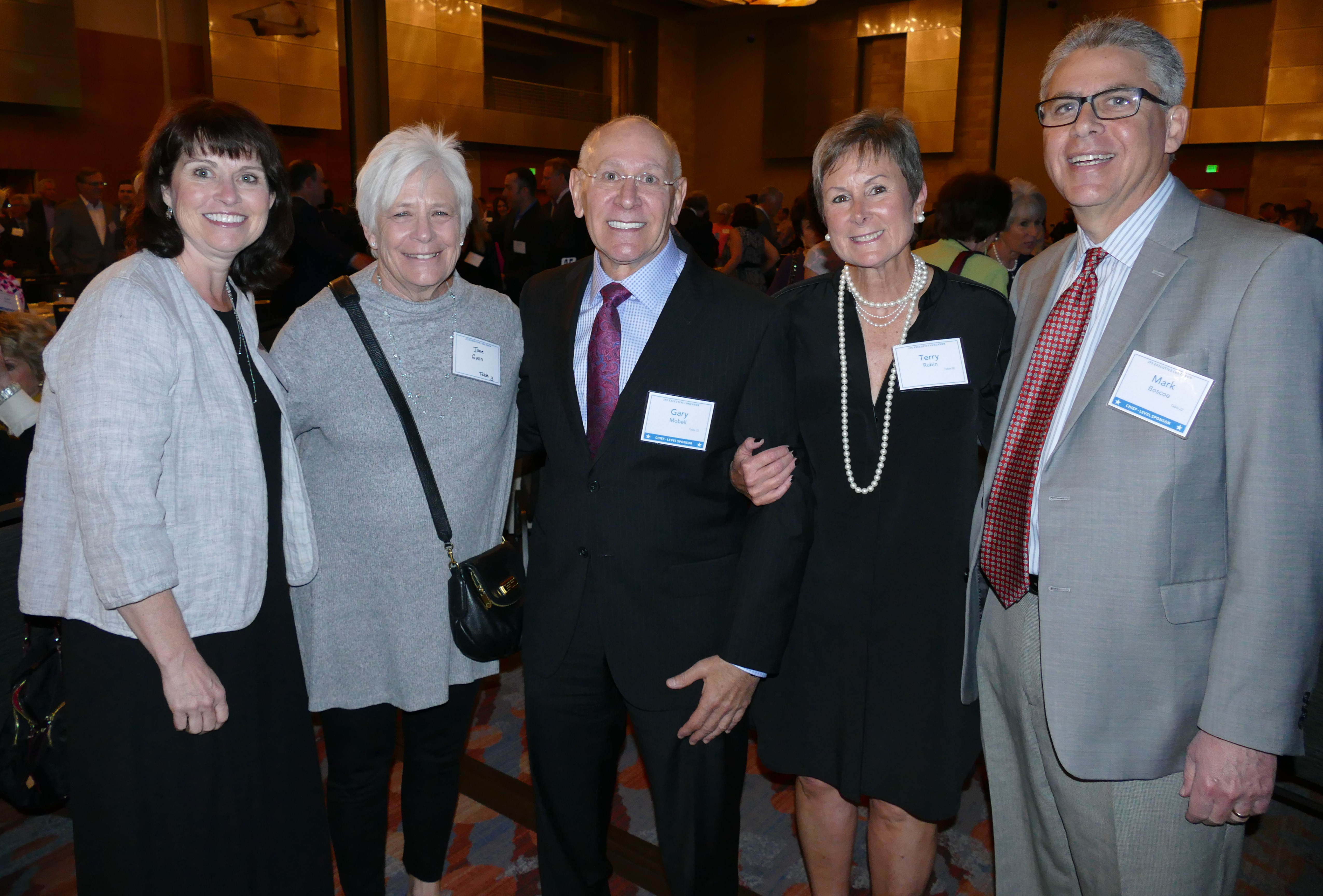 Cathy Fleischmann, left, Jane Gwin, Gary Mobel, Terry Rubin, Mark Boscoe
