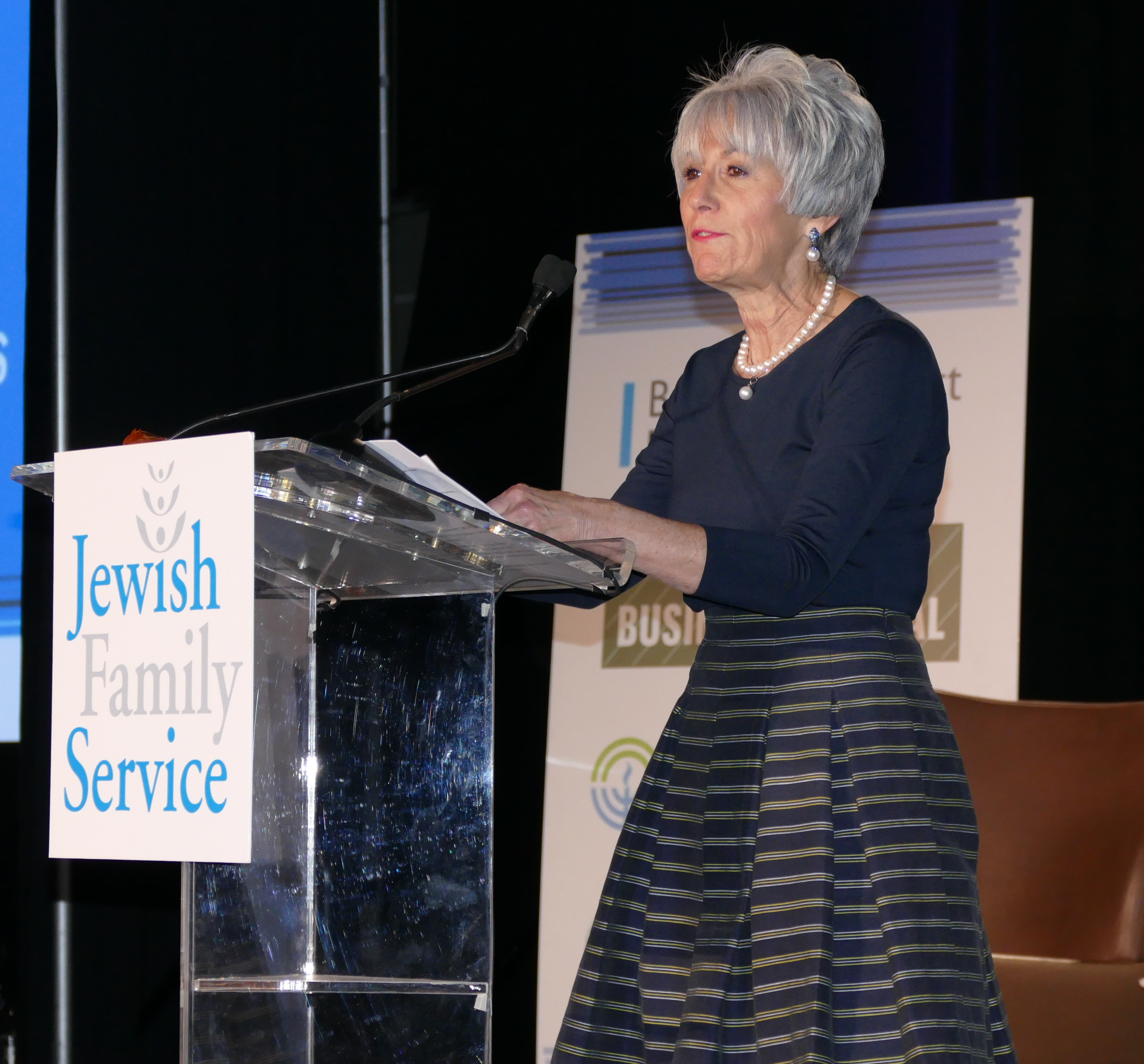 Board Chair Jane E Rosenbaum says a few words