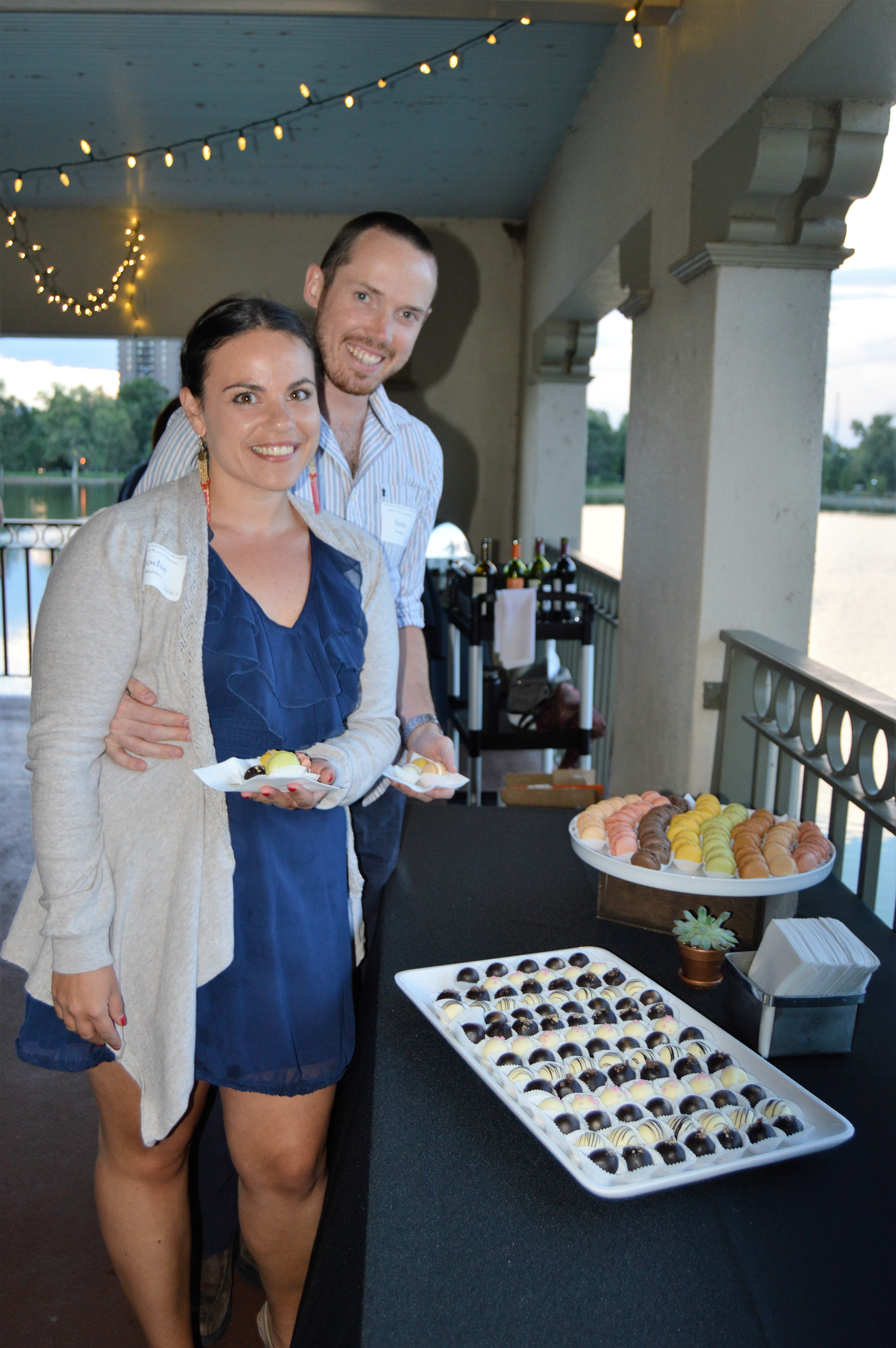 Jodie and Sam Madsen at one of the dessert-bites tables.