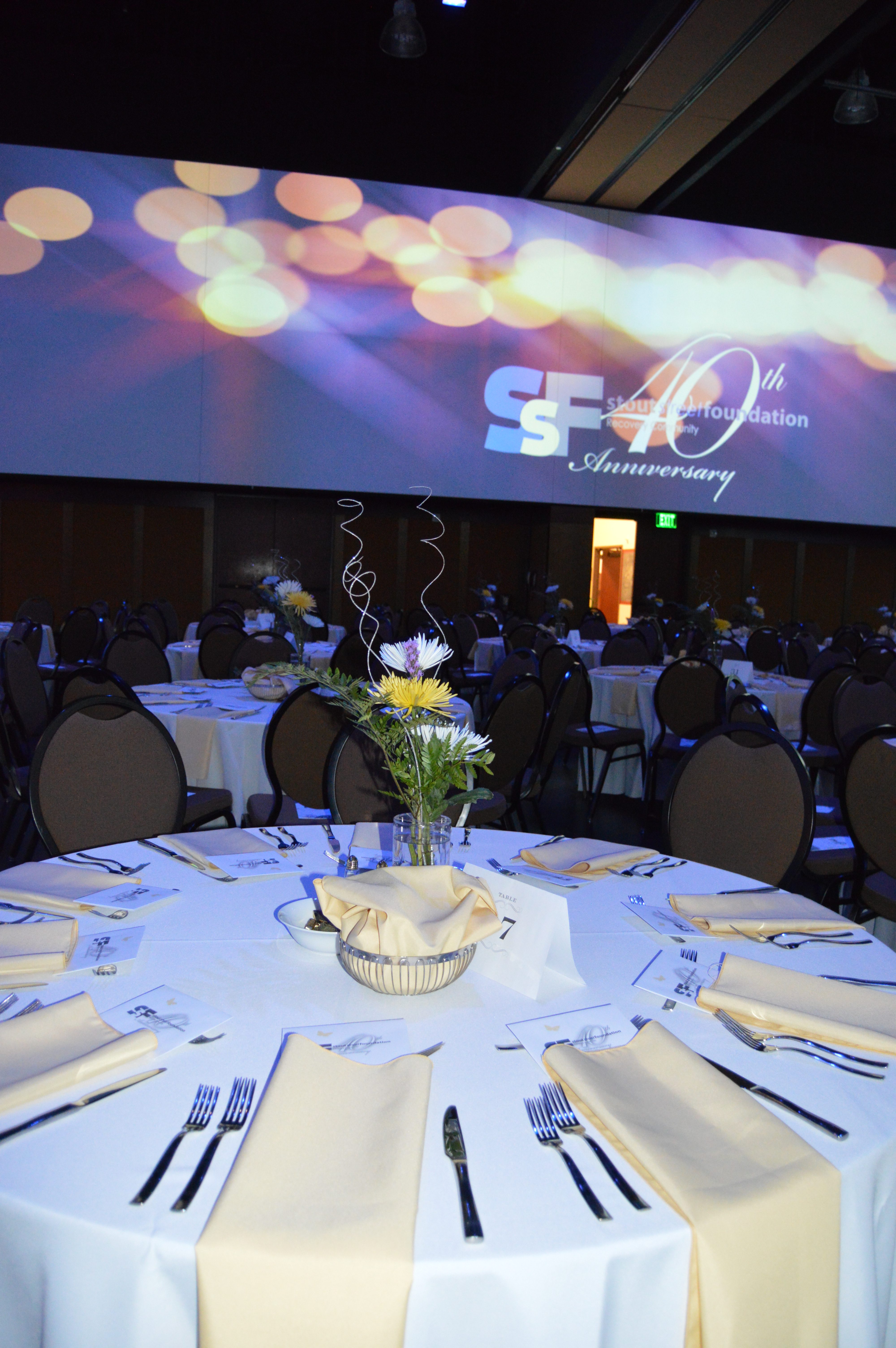 Tables are set for 400 at the Infinity Park Event Center.