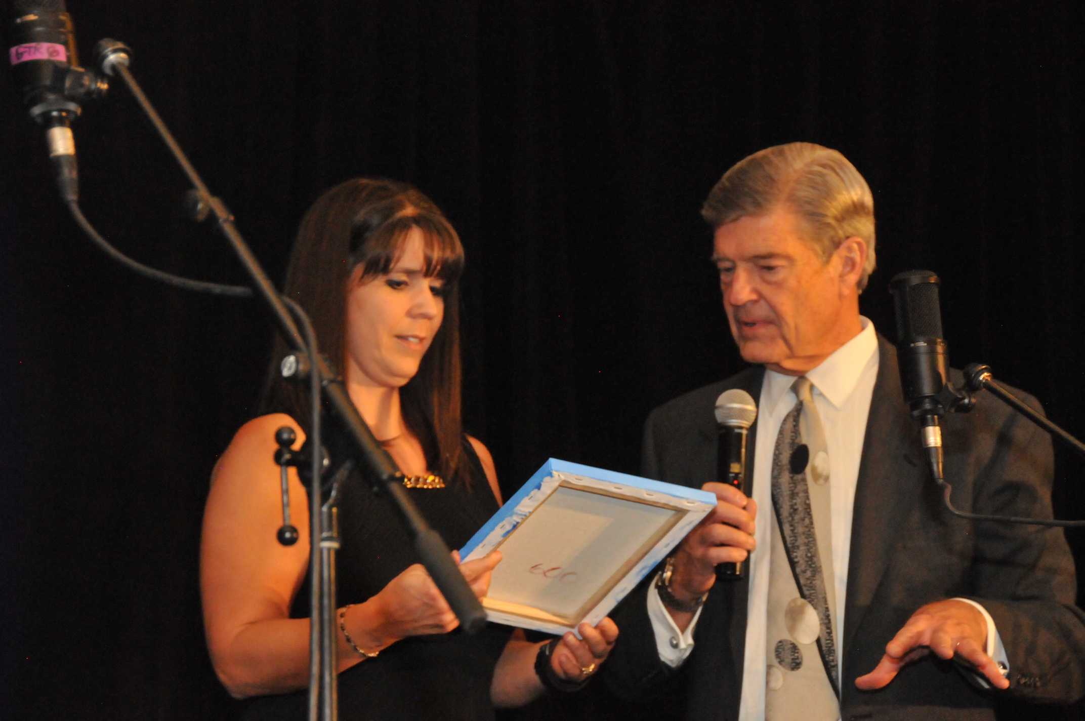 Ms Wilkonson and Neil Browne on stage