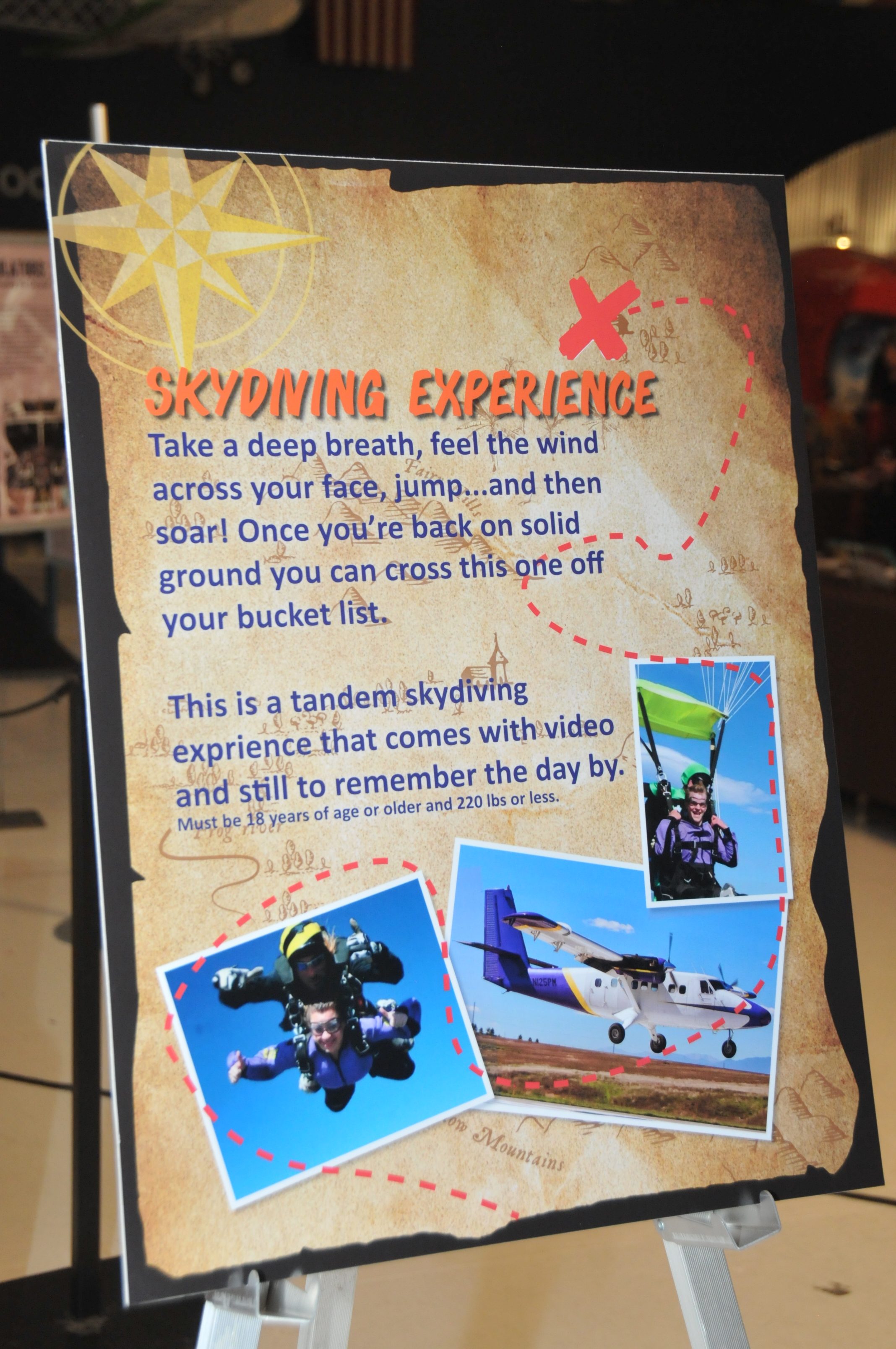 Skydiving was just one of several exciting silent auction items