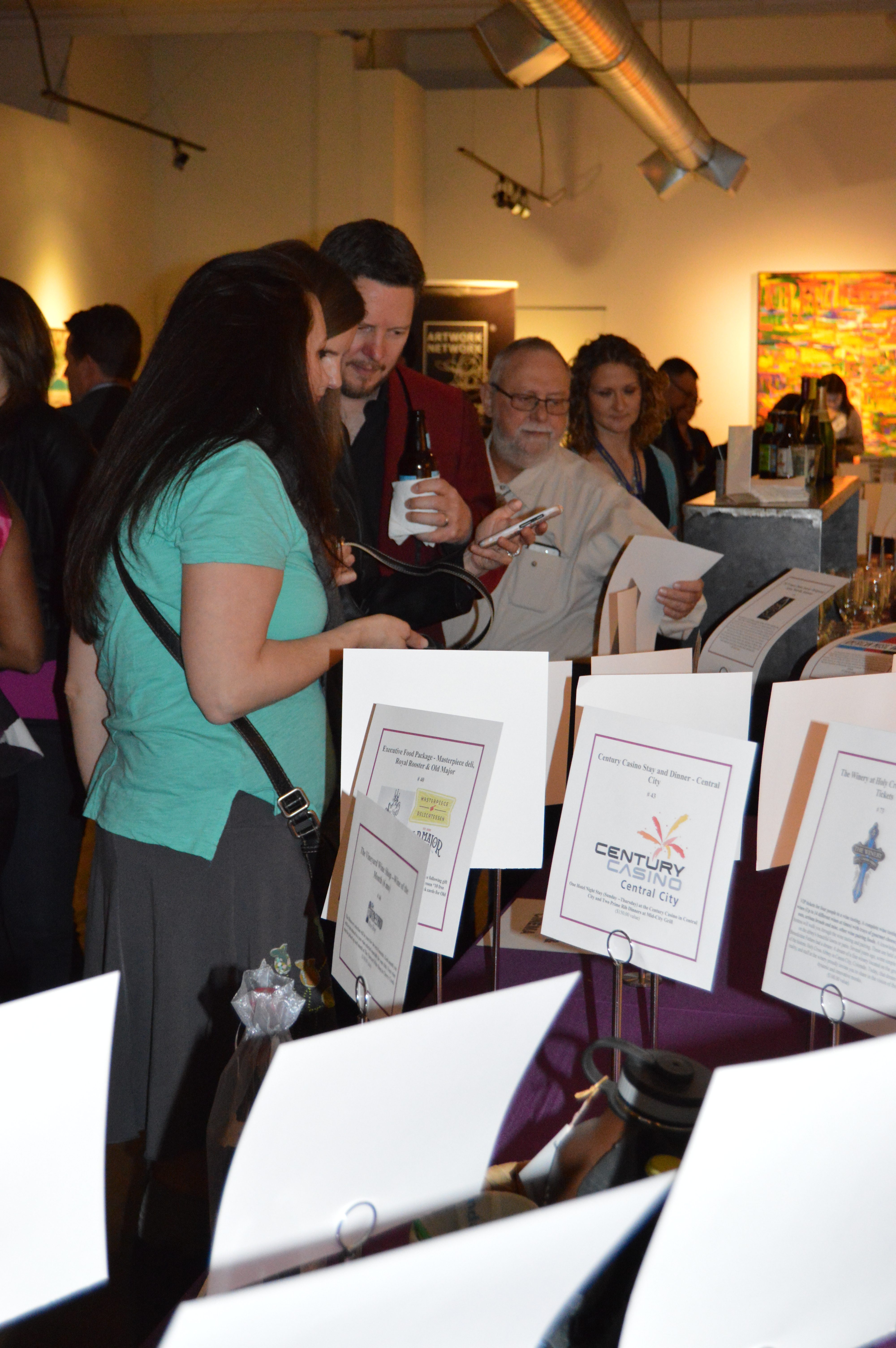 Placing bids at the silent auction