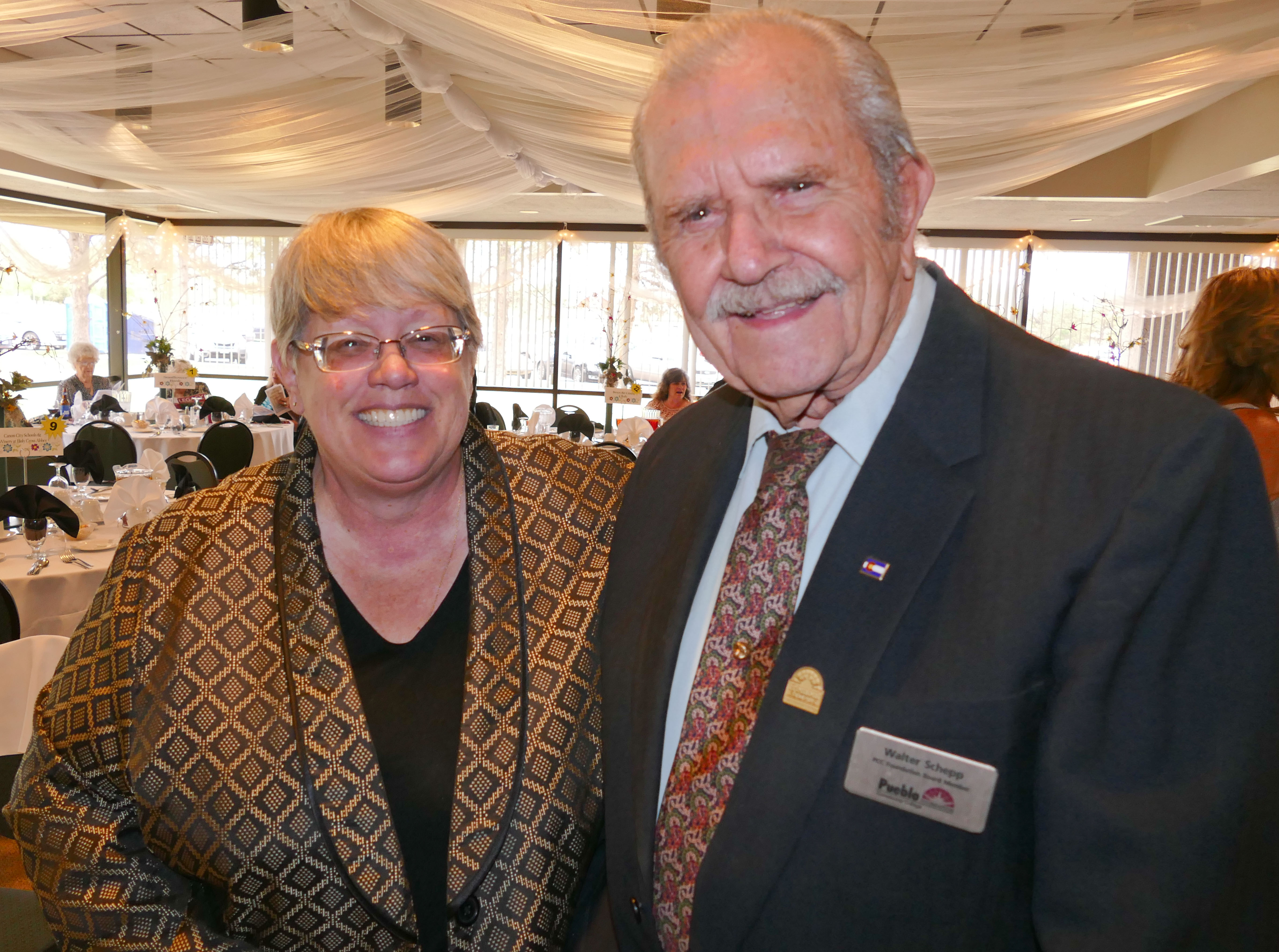 Kathy Herrin chats with 2011 inductee and PCC Foundation board member ...
