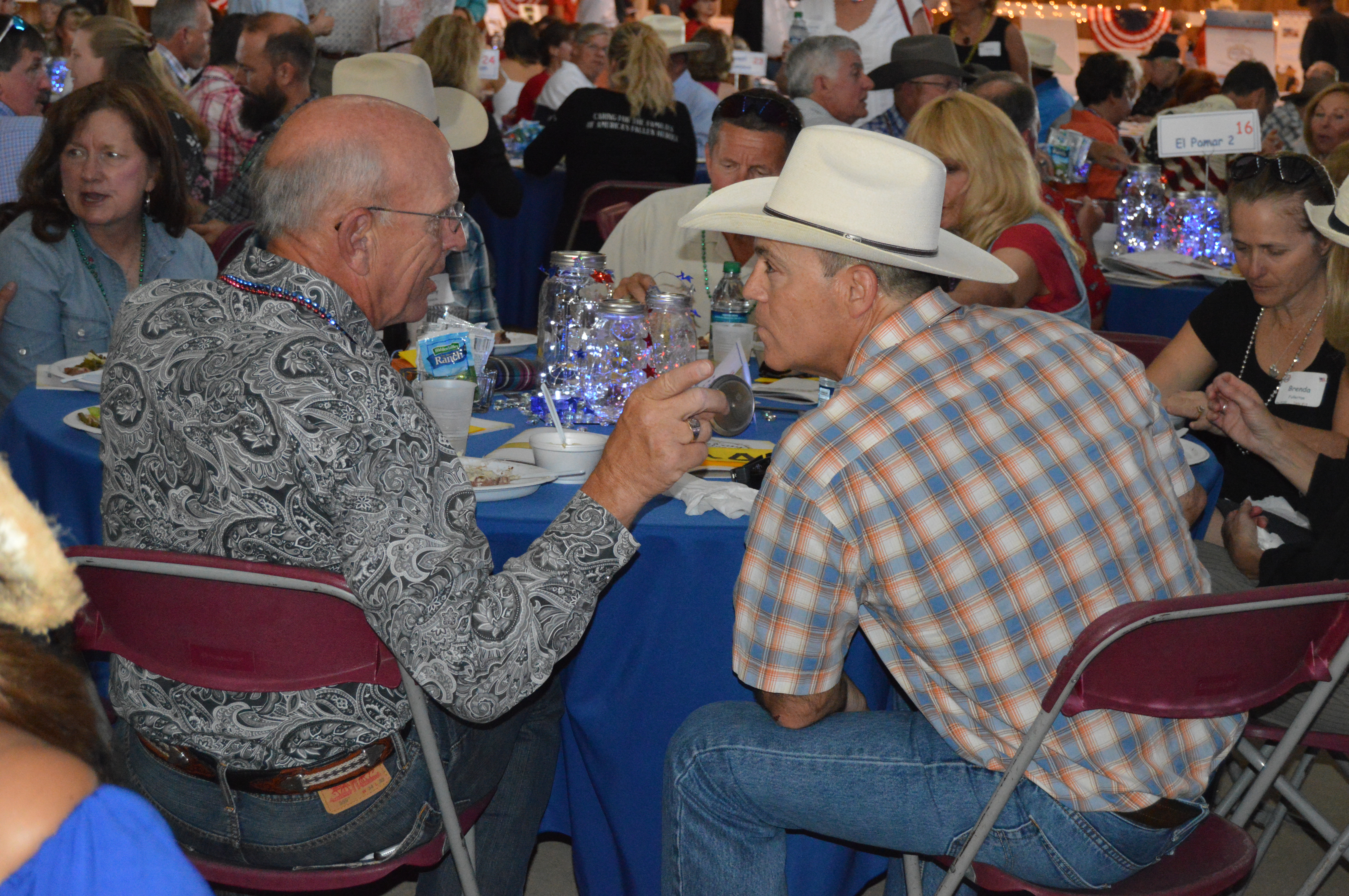A cowboy convo during dinner