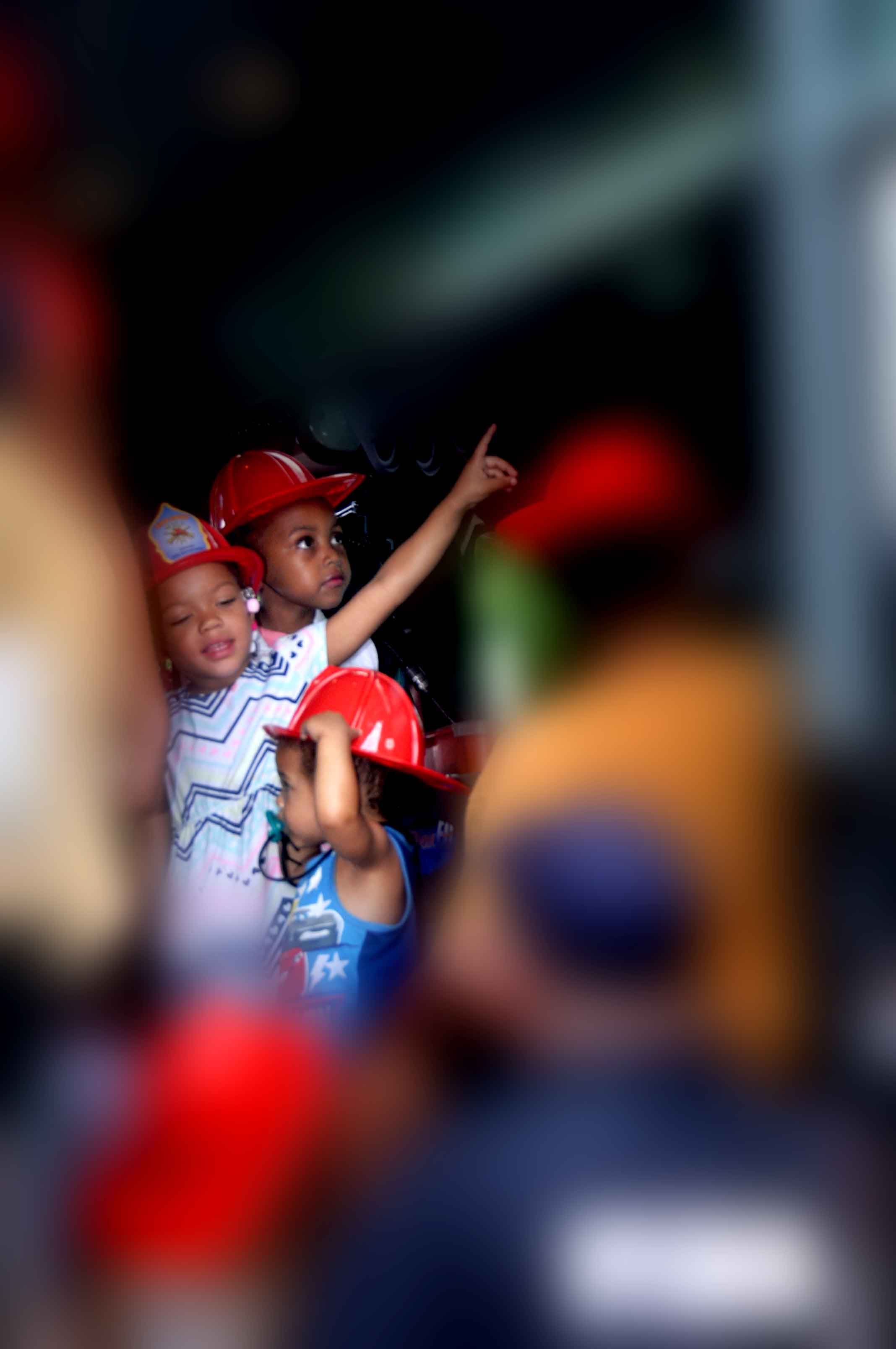 Kids explore their first fire truck