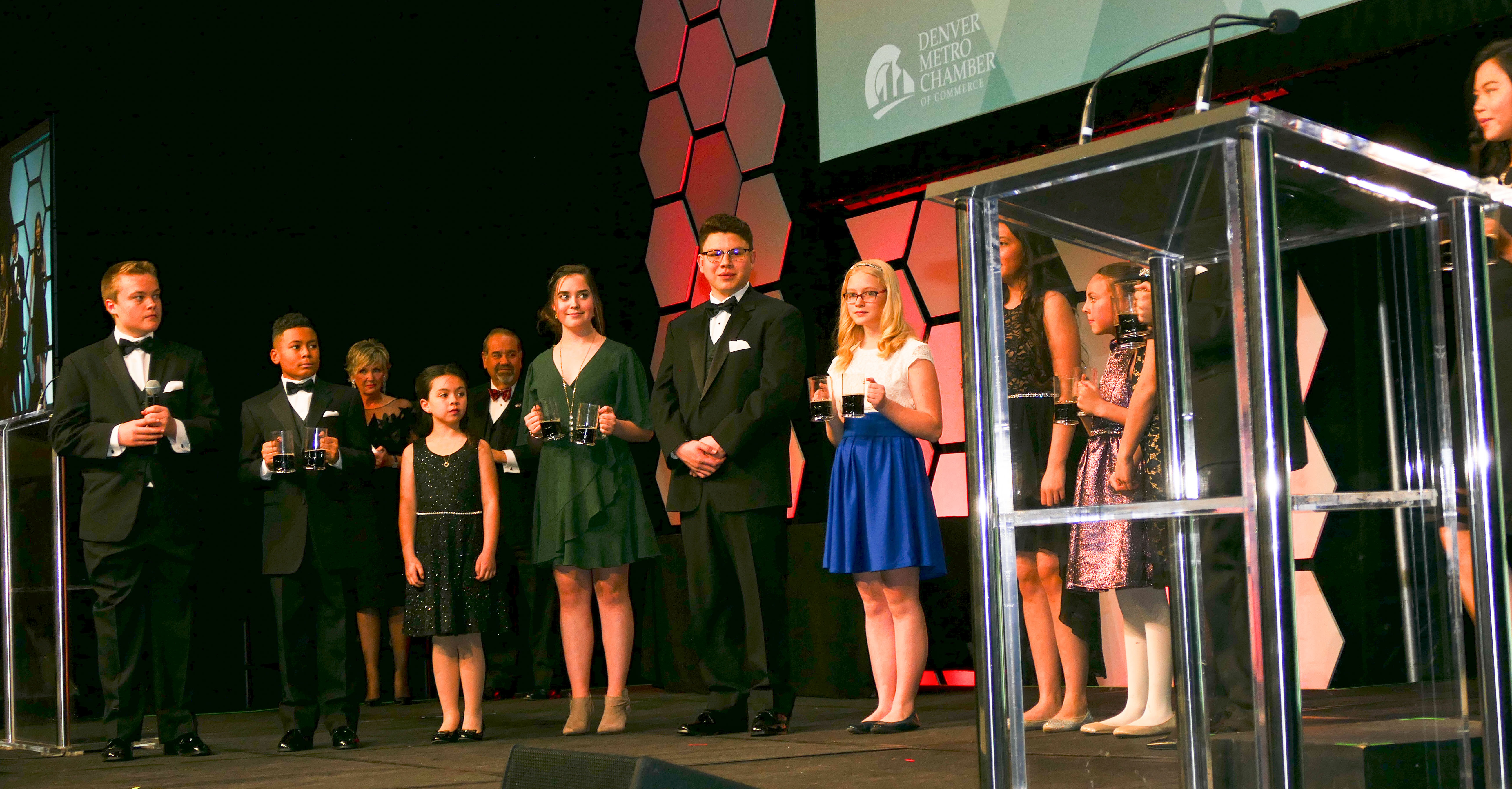 Junior Achievement members with closing remarks