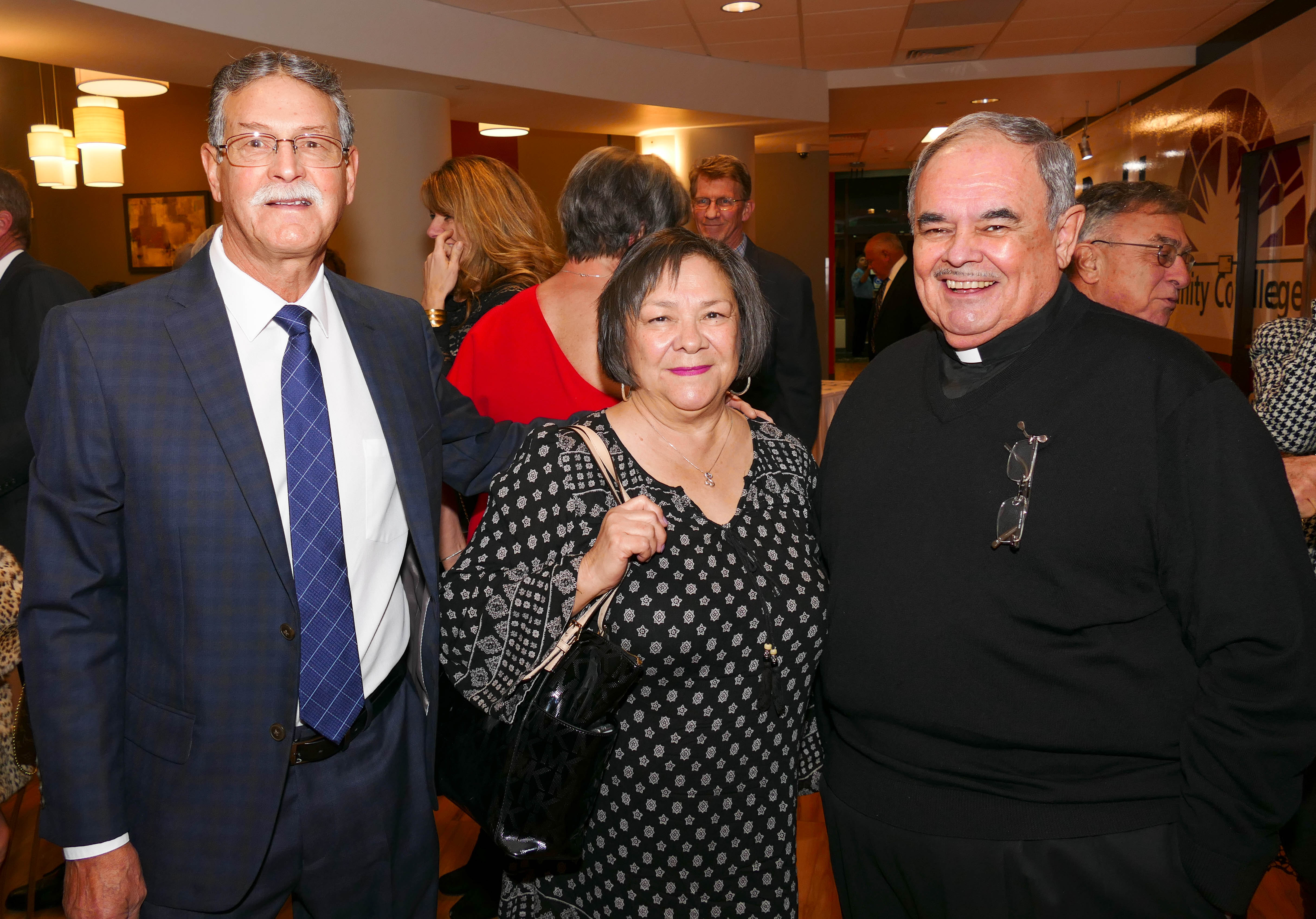 Leo and Pearl Chavez with Rev Msgr Edward Nunez