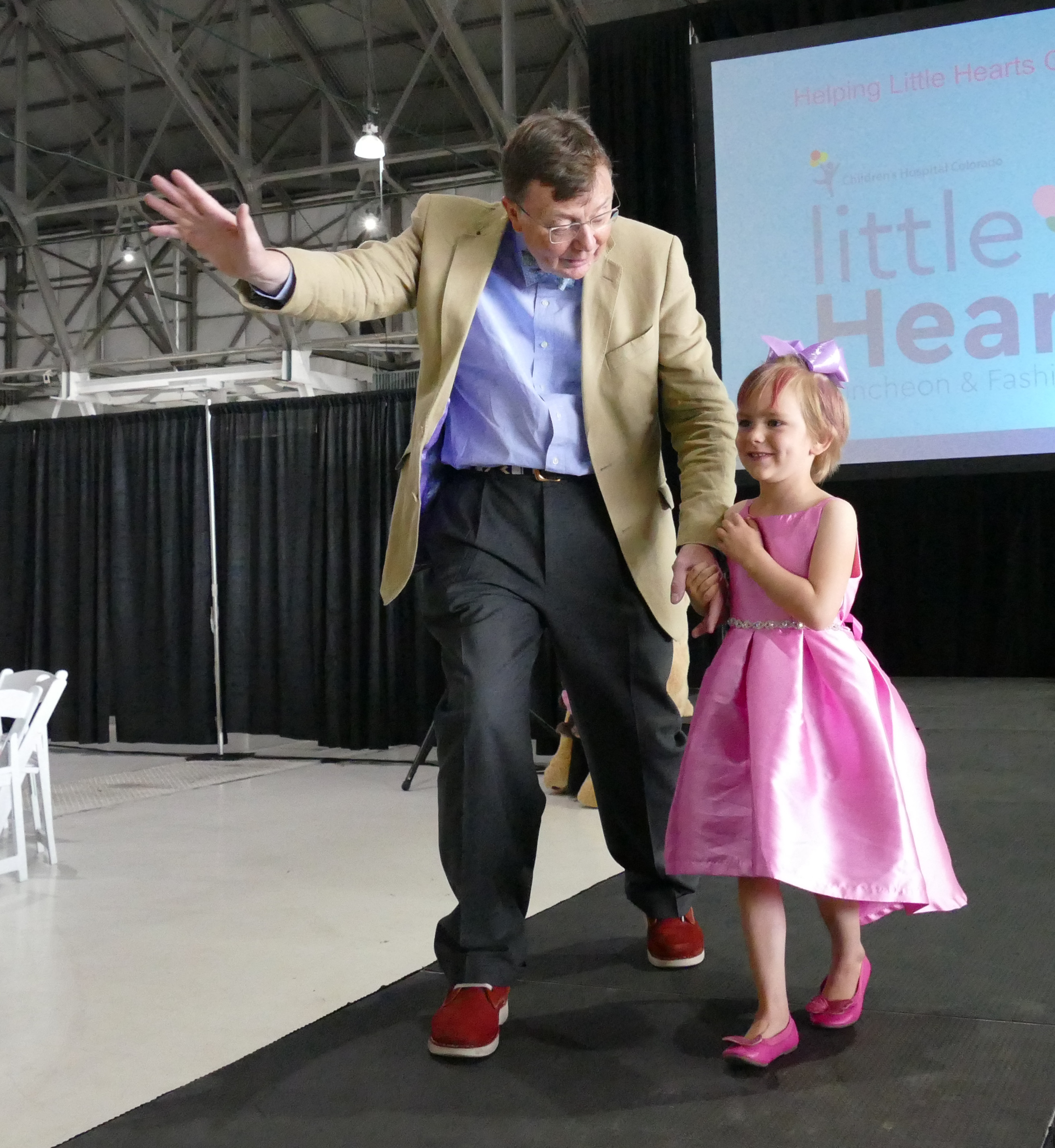 Dr Neil Wilson and Audrey on stage