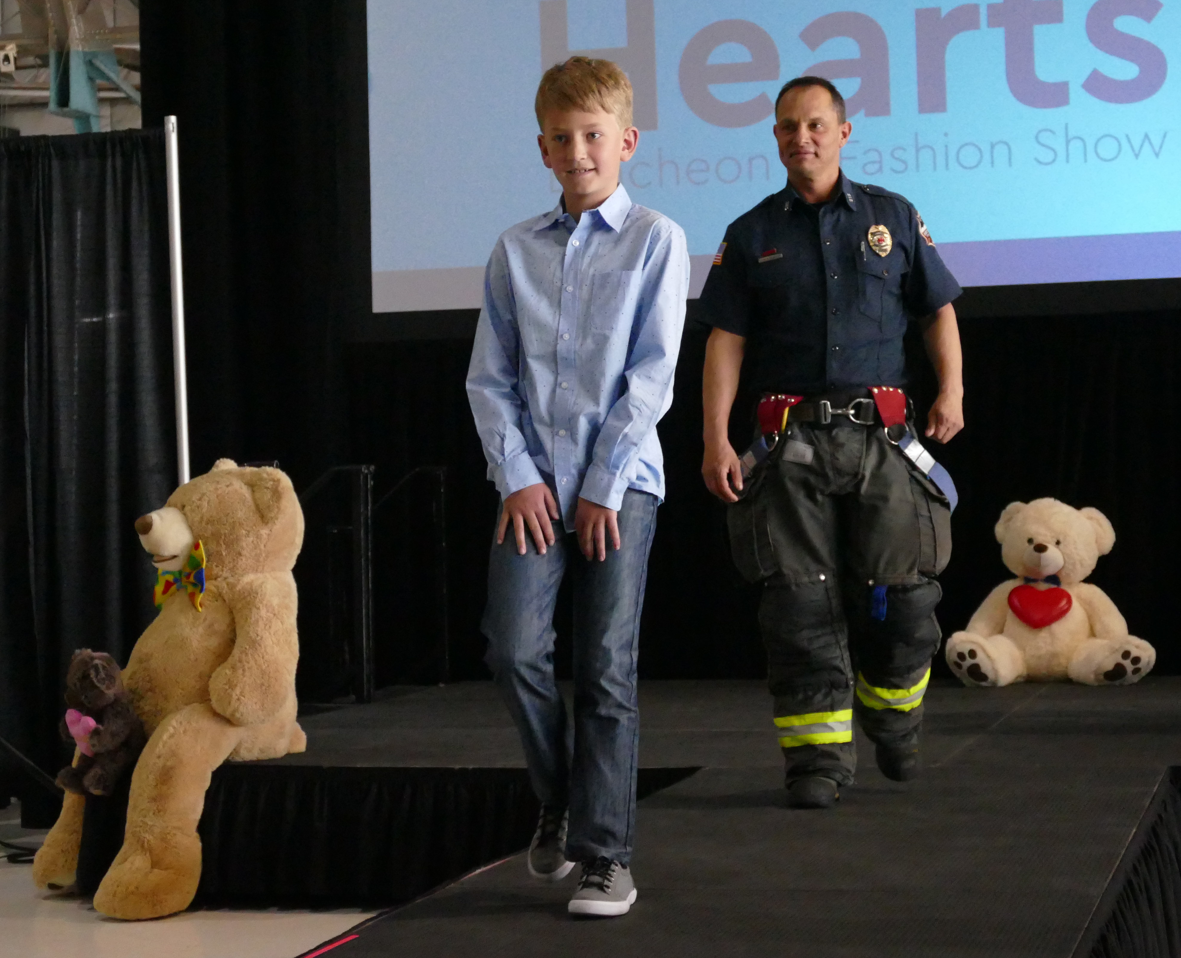 Matthew and a SM Firefighter on stage