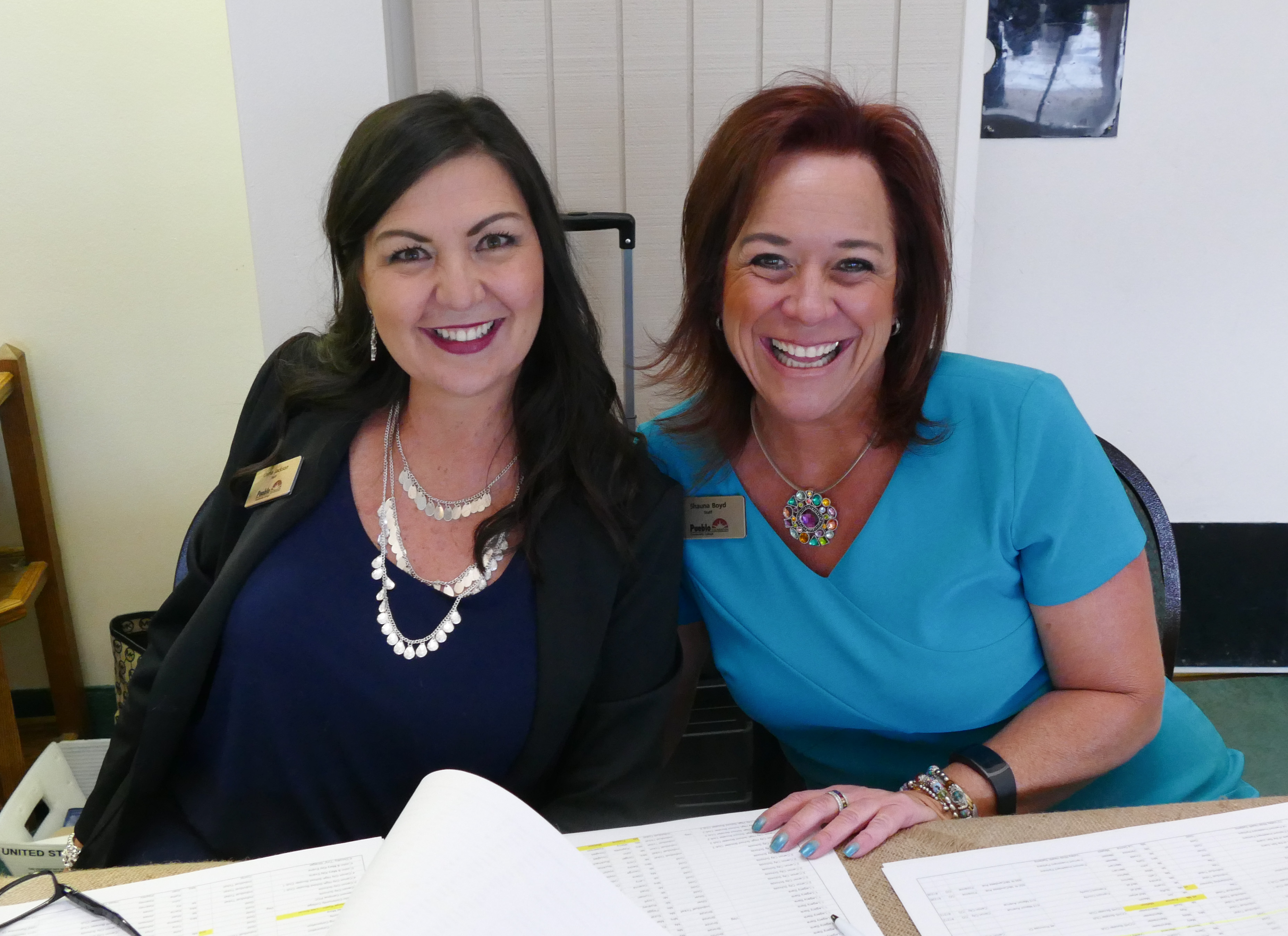 Always smiling and helpful: staffers Lorna Jackson, left, and Shauna Boyd