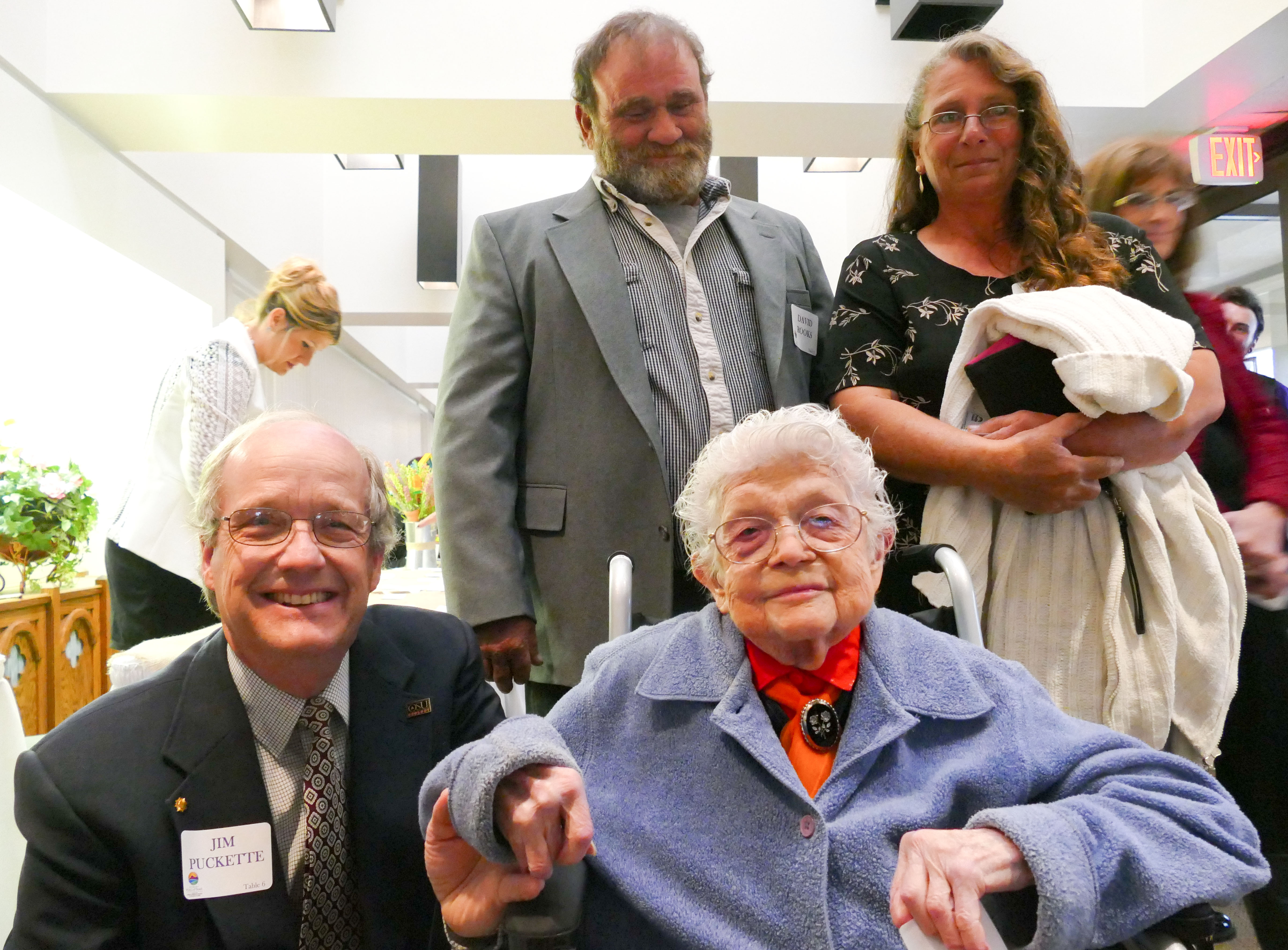 Dr. Jim Puckette, left, with inductee Dorothy "Tiny" Striegel, with ...
